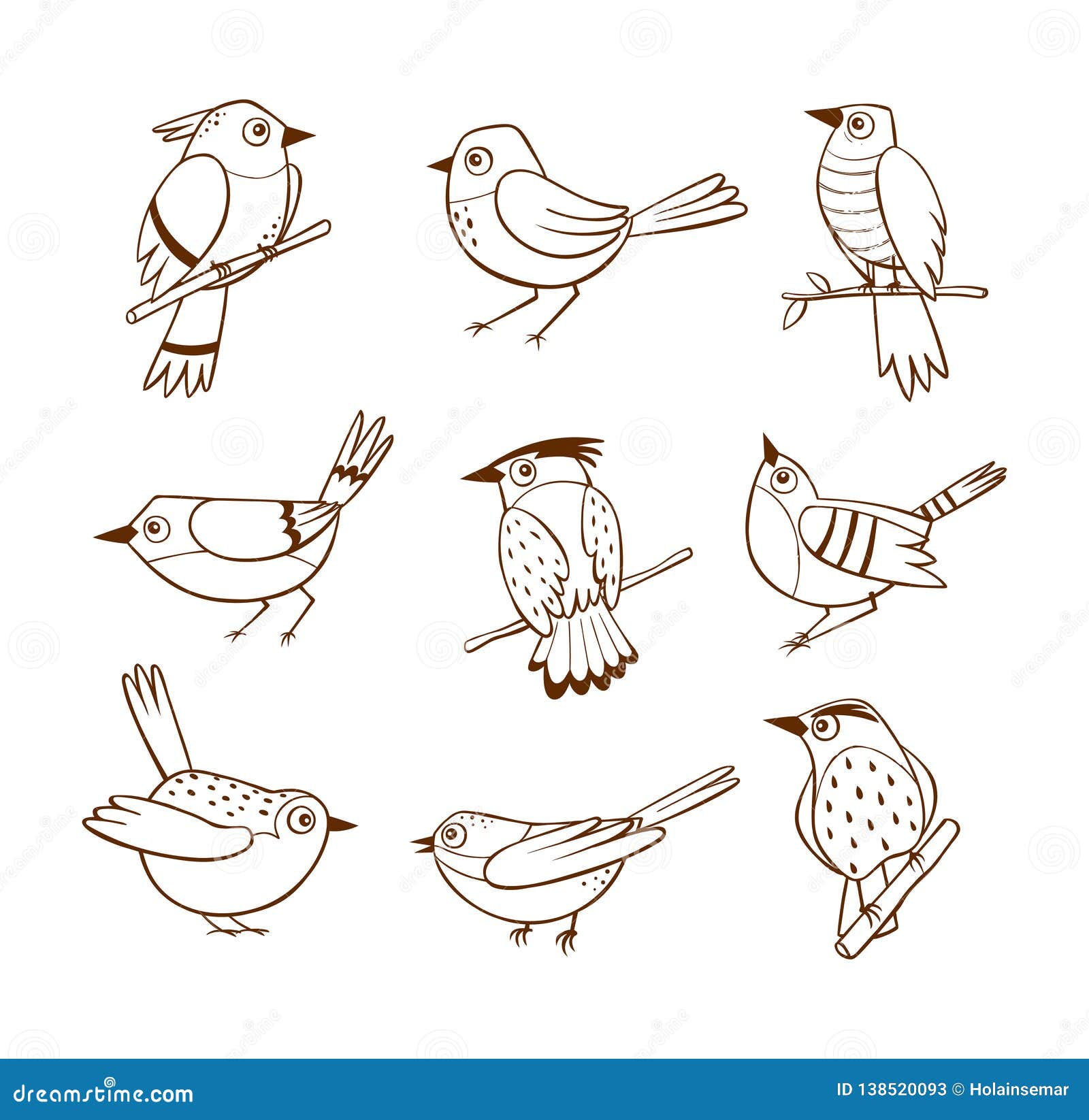 Bird Collection in Different Poses Stock Vector - Illustration of ...