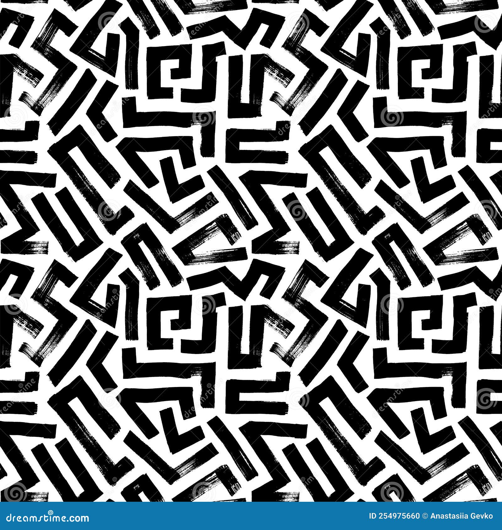 Hand Drawn Black Abstract Maze Seamless Pattern. Stock Vector ...