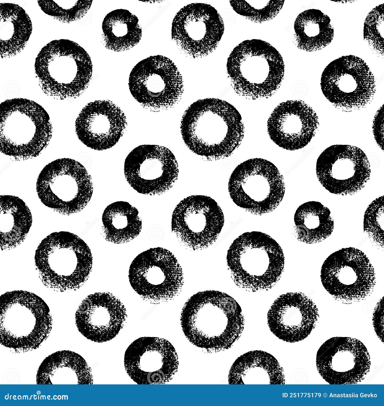 Hand Drawn Black Charcoal Circles Seamless Pattern Stock Vector ...