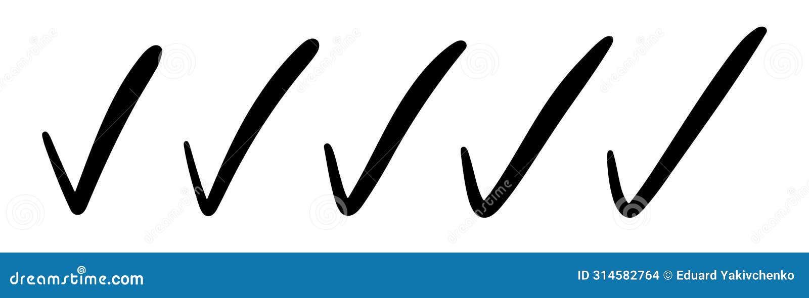 Hand-Drawn Black Check Marks Collection Stock Vector - Illustration of ...