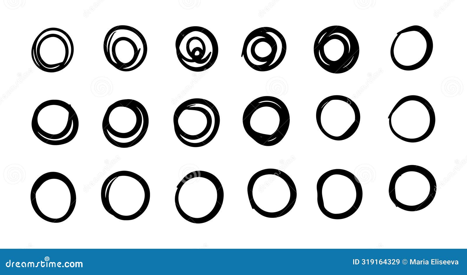 Hand Drawn Black Circle Highlight. Doodle Vector Round Frame. Stylish ...