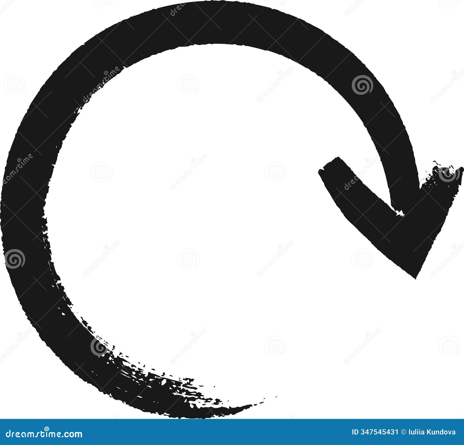 Hand Drawn Black Circular Arrow Points Downwards in a Continuous Loop ...