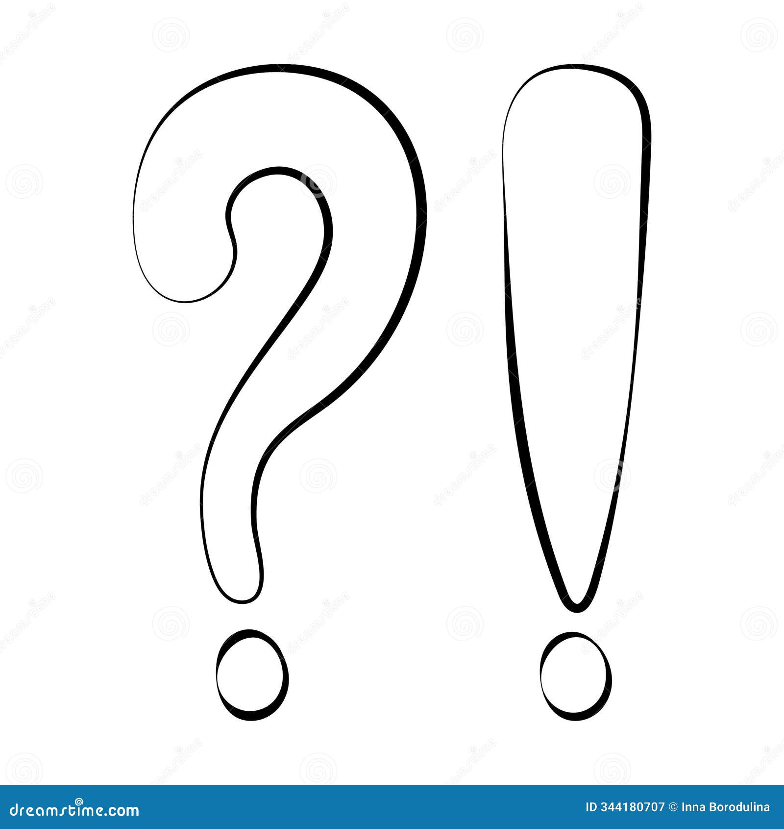 Hand Drawn Black Exclamation And Question Marks In Doodle Style ...