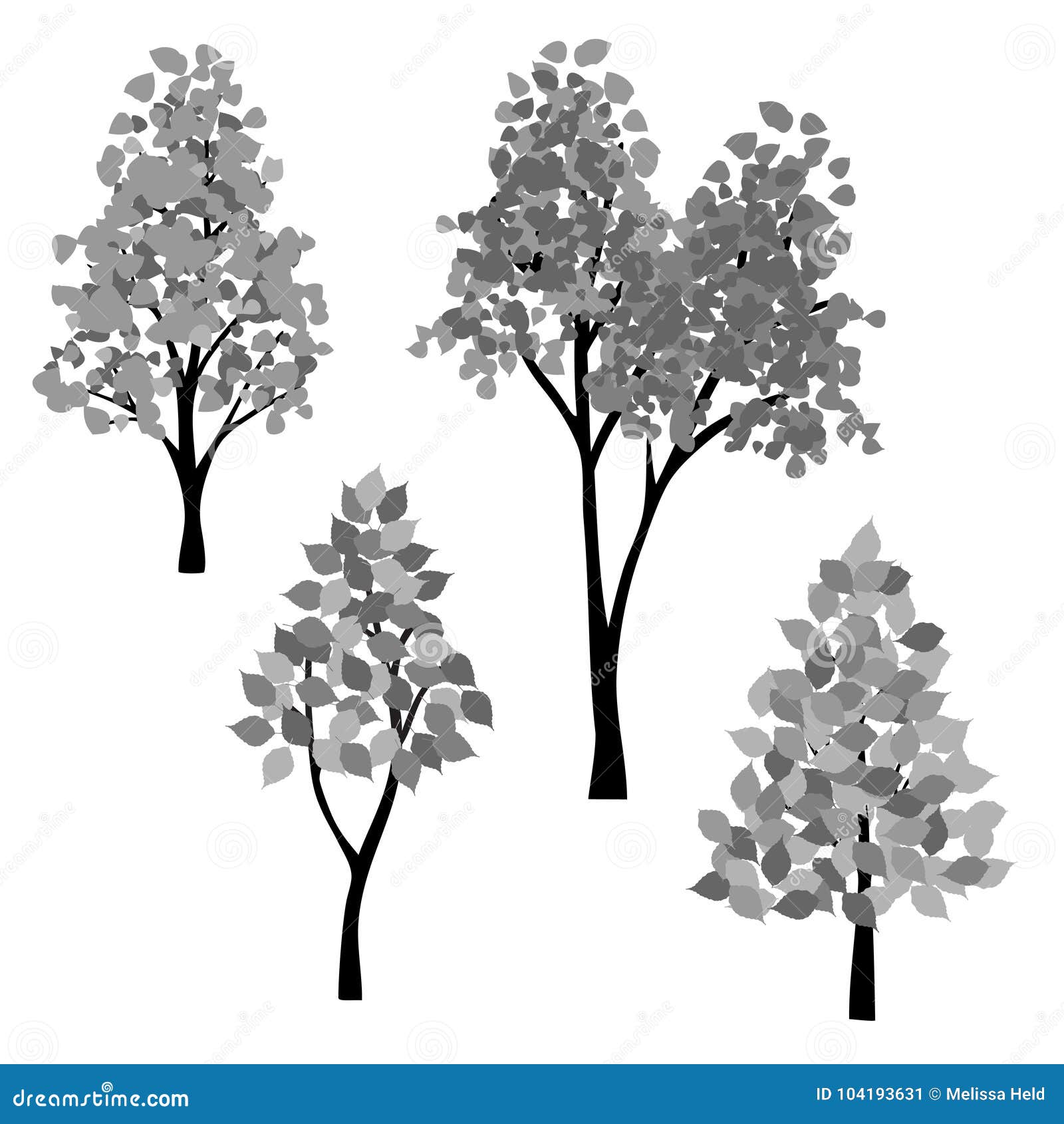 Grey Silhouette Of Trees On A Gray Background Cartoon Vector ...