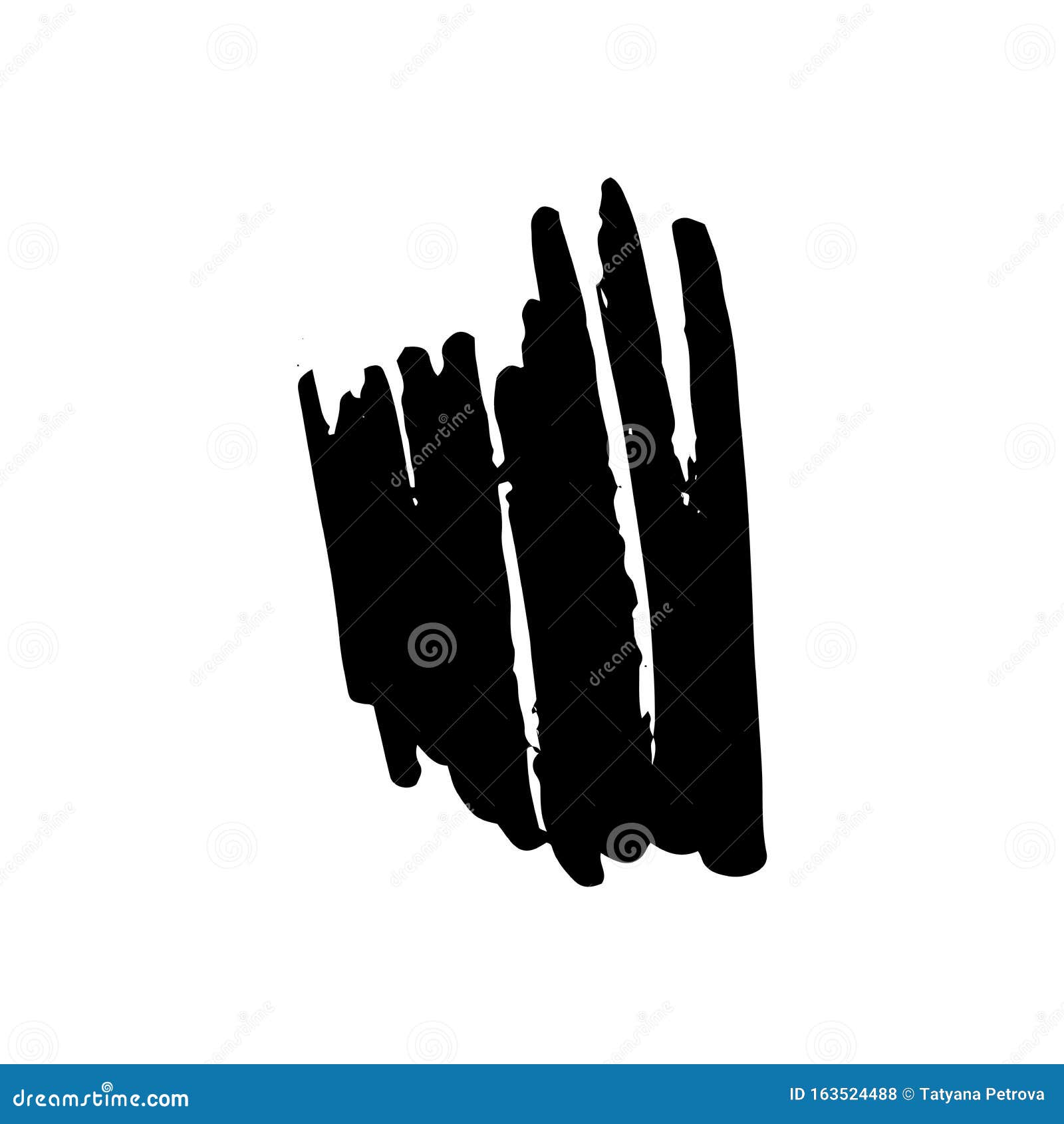 Hand Drawn Black Ink Brash Stroke. Simple Abstract Element. Single ...