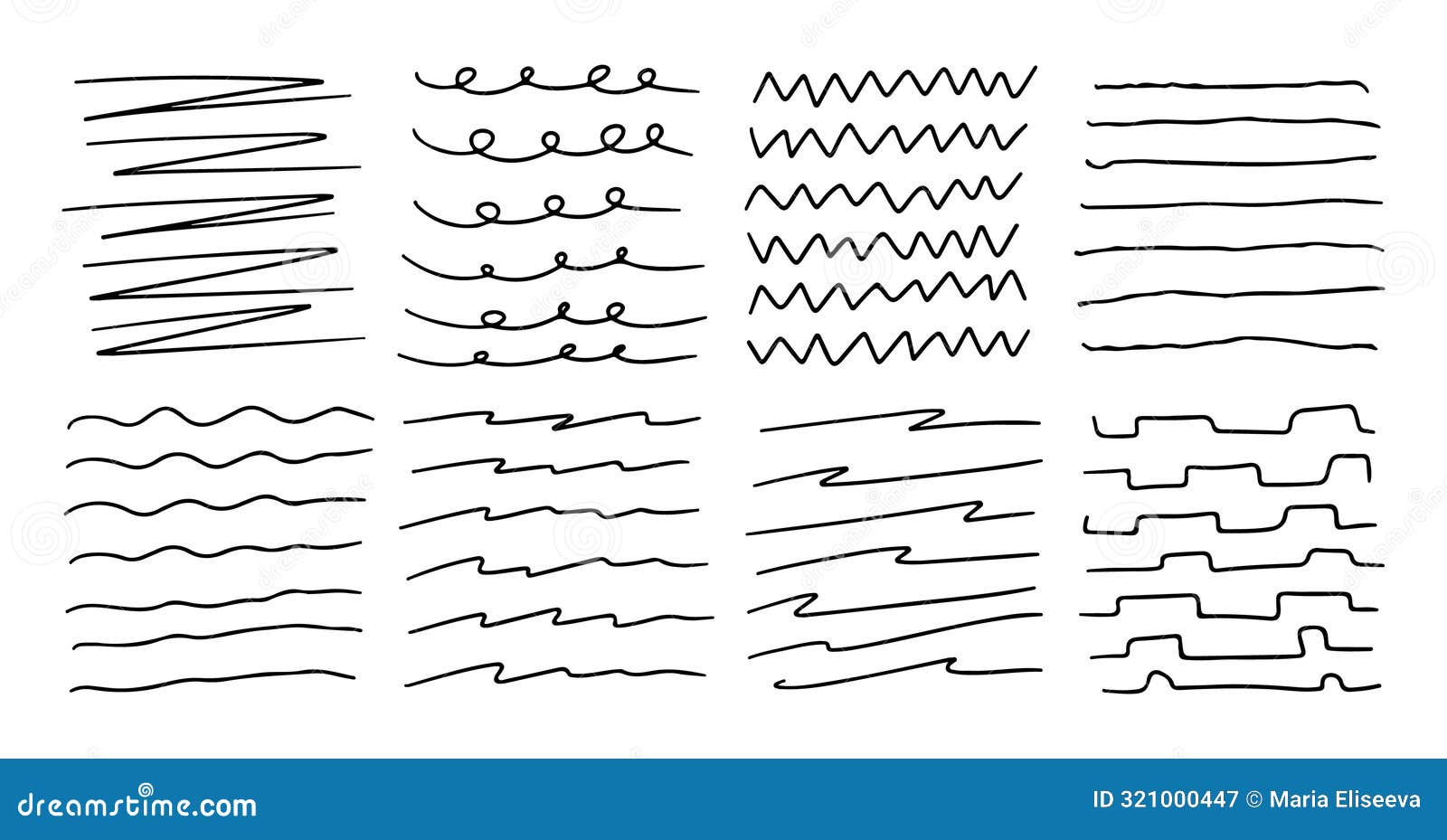 Hand Drawn Black Lines by Pen. Doodle Strokes, Underlines by Pencil ...