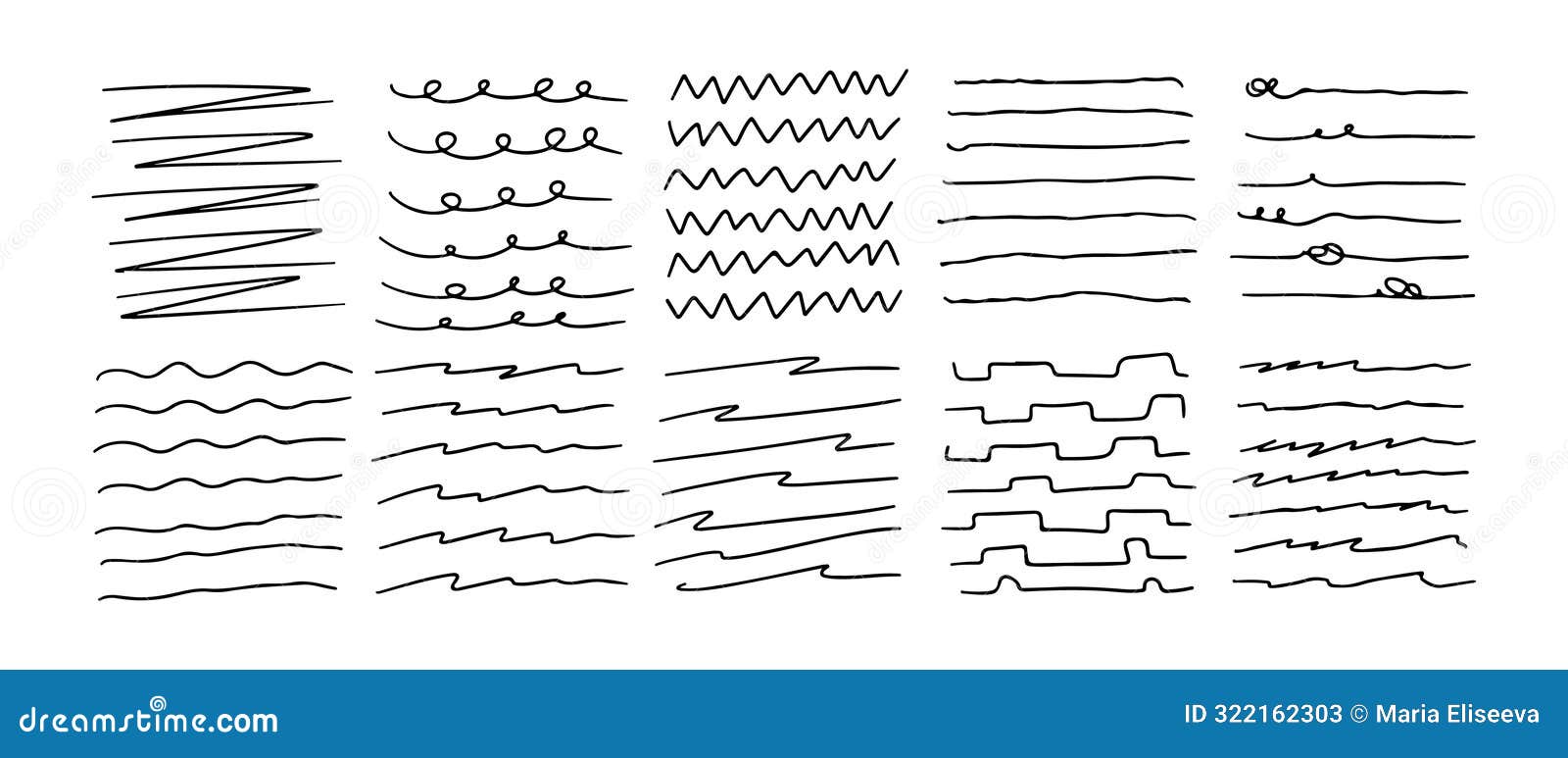 Hand Drawn Black Lines by Pen. Doodle Strokes, Underlines by Pencil ...