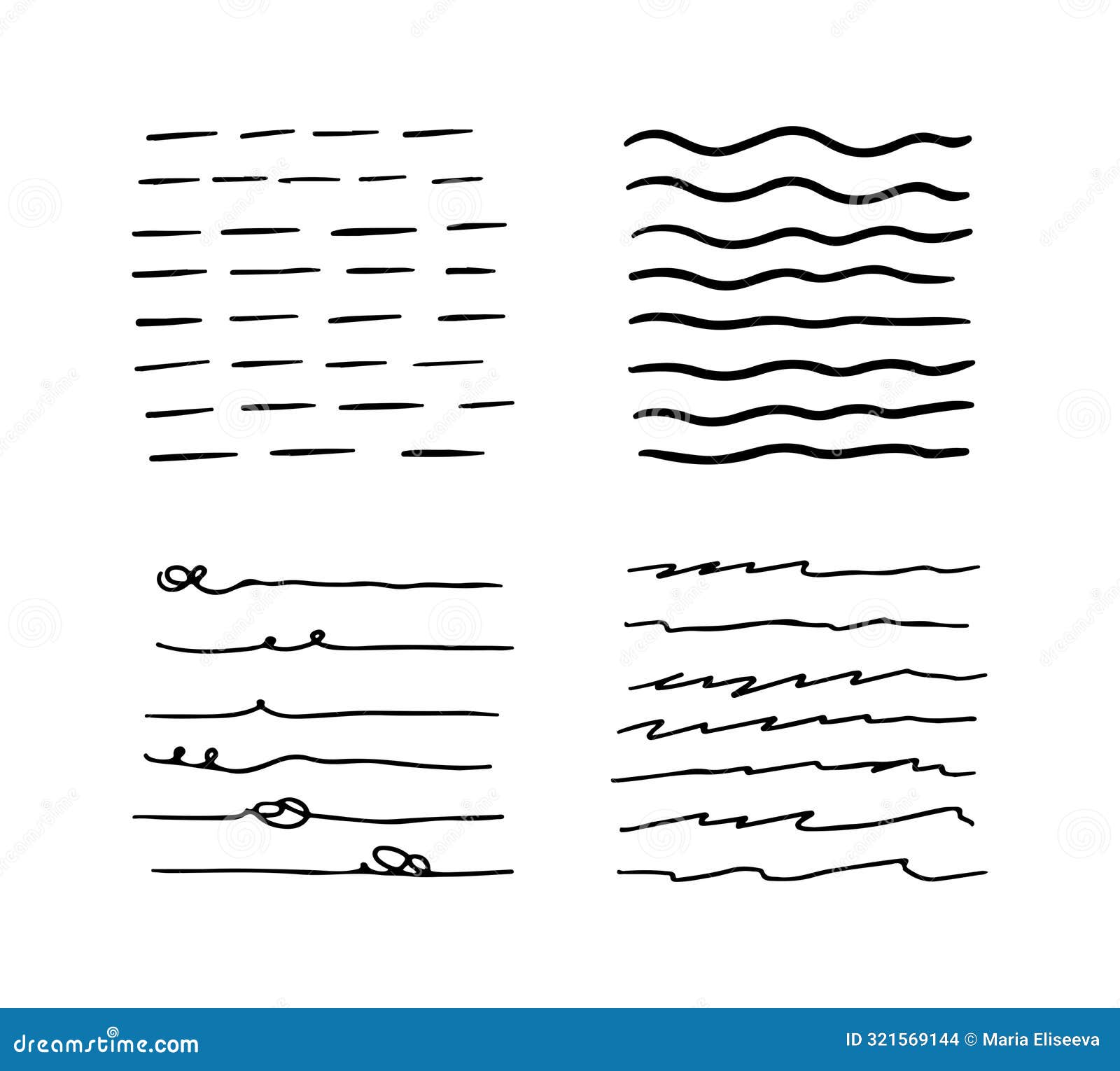 Hand Drawn Black Lines by Pen. Doodle Strokes, Underlines by Pencil ...