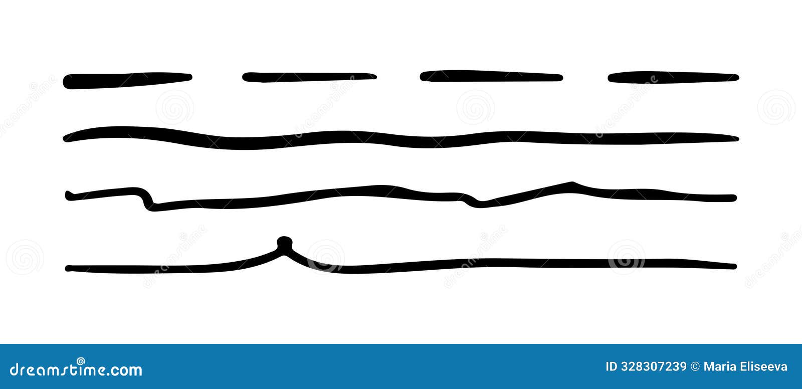 Hand Drawn Black Lines by Pen. Doodle Strokes, Underlines by Pencil ...