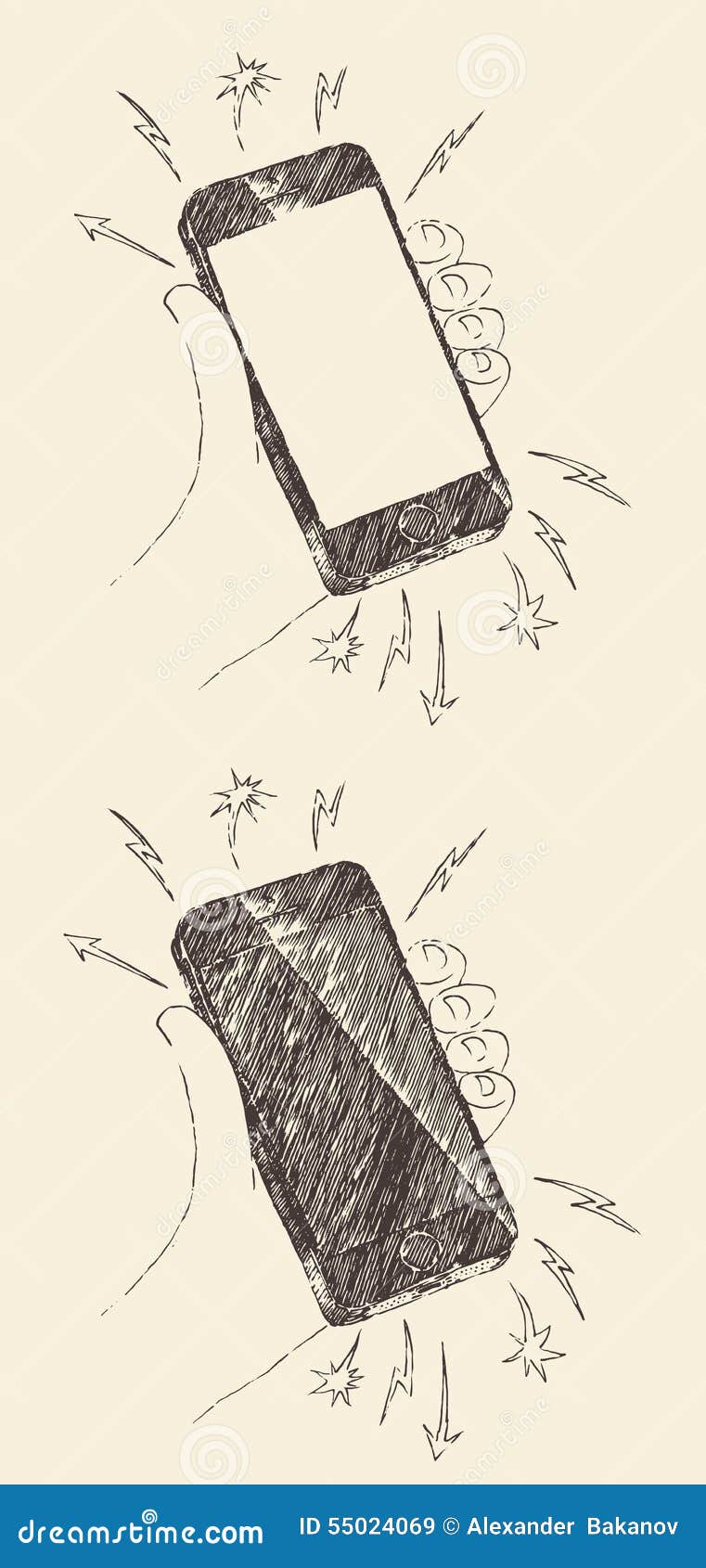 Hand Drawn Black Mobile Phone IPhone Vector Sketch Stock Vector ...