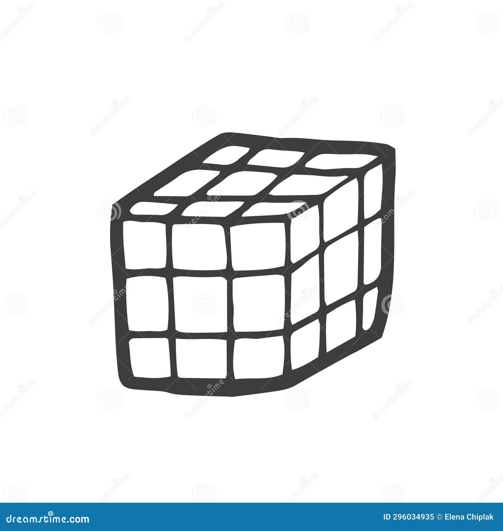Hand Drawn Black Outline Simple Doodle Rubik S Cube Vector Illustration ...