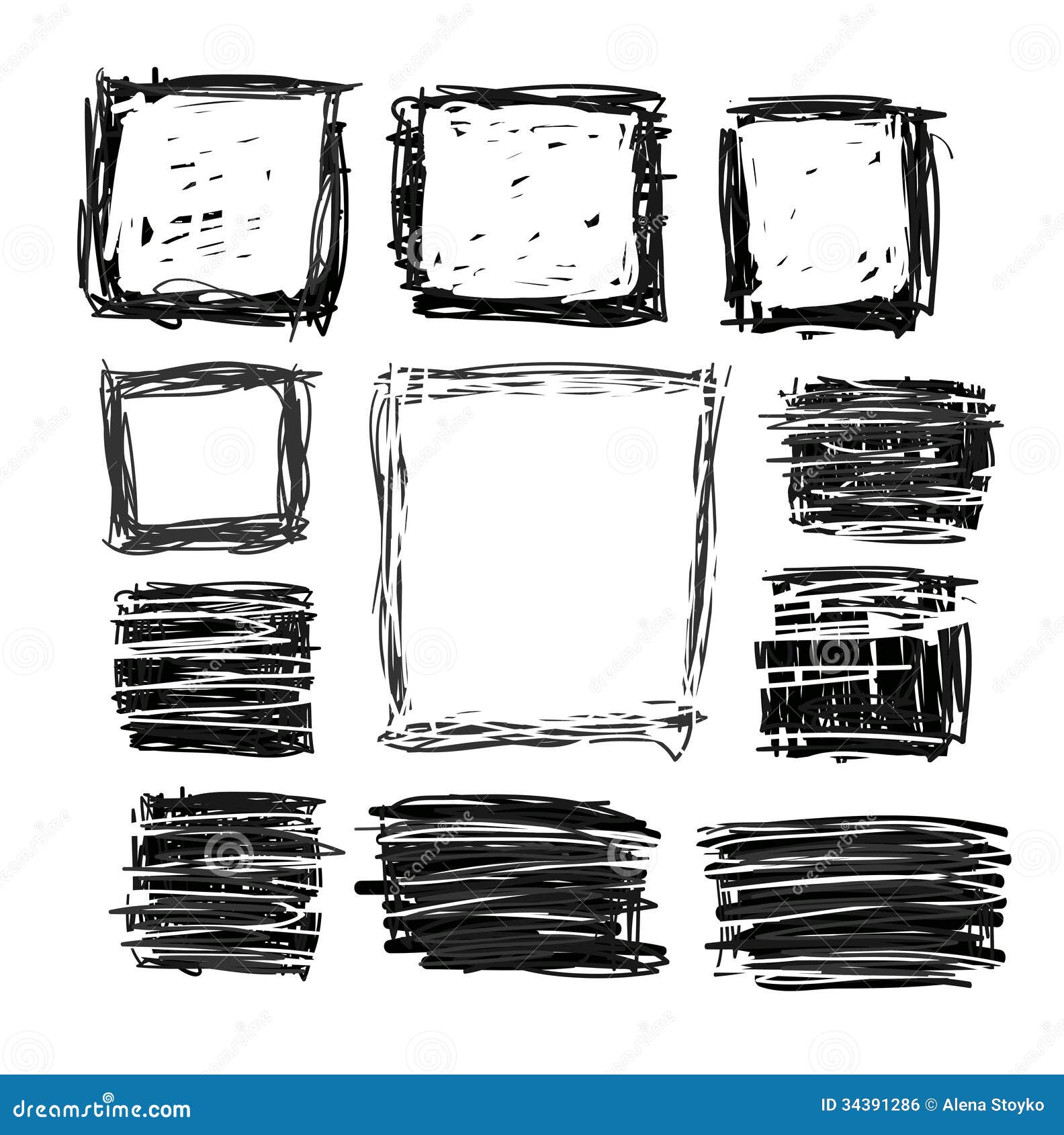 Hand Drawn Black Squares and Rectangles Stock Vector - Illustration of ...