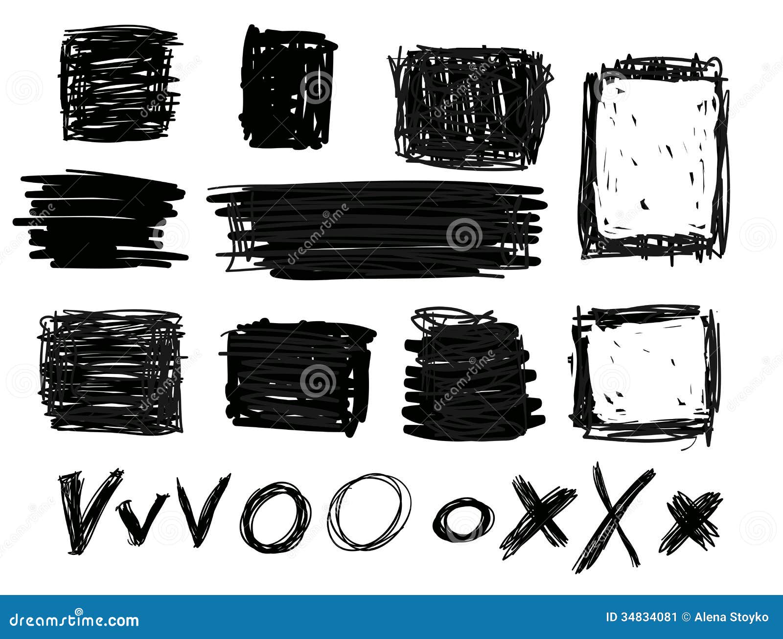 Hand Drawn Black Squares and Rectangles Stock Vector - Illustration of ...