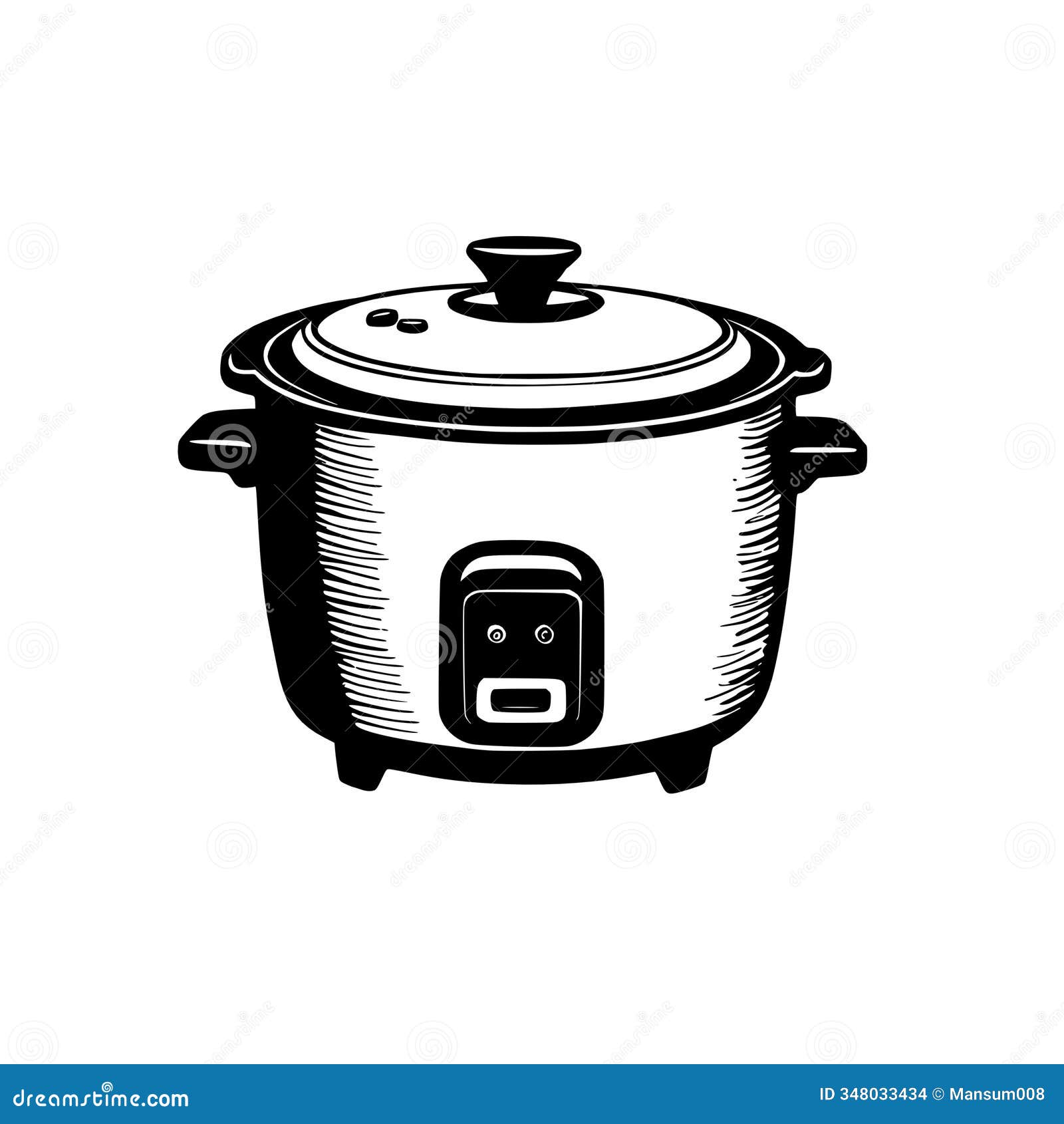 Hand Drawn Black and White Cartoon of a Cooker Stock Illustration ...