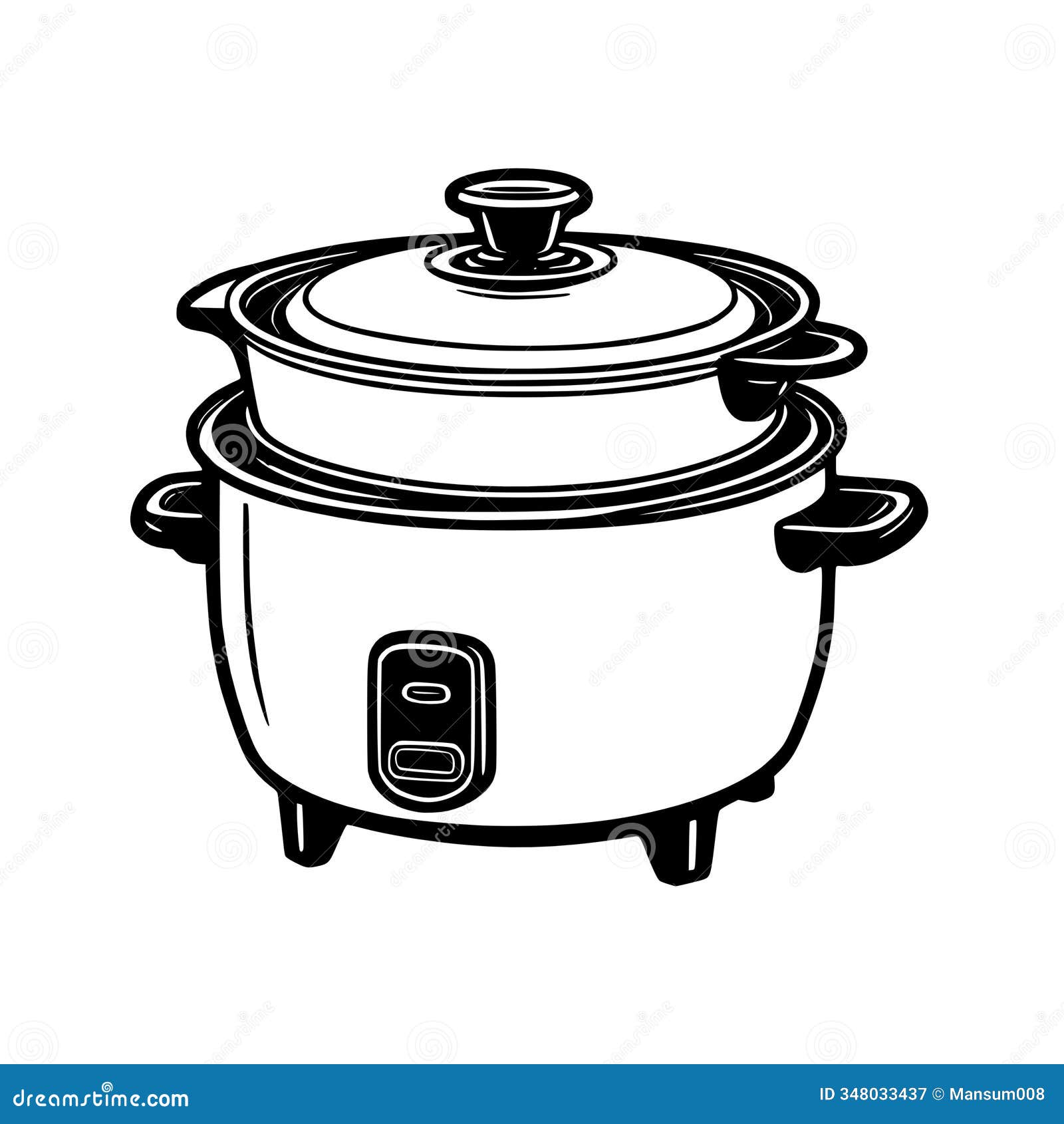 Hand Drawn Black and White Cartoon of a Cooker Stock Illustration ...