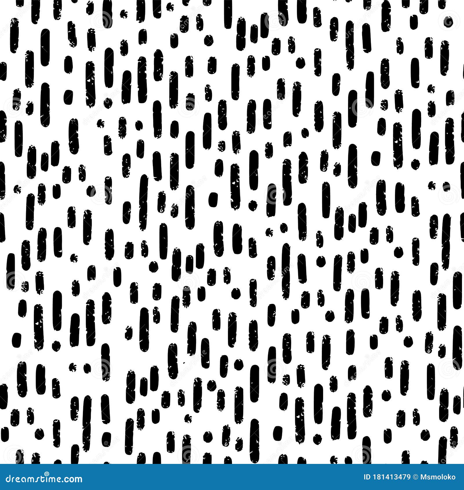 Hand-drawn Black and White Seamless Texture with Dashed Strokes. Vector ...