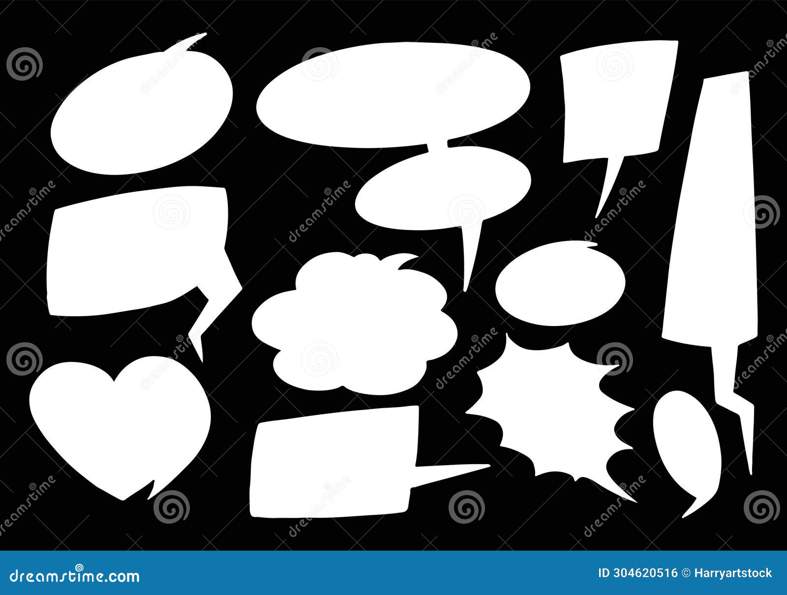 Hand Drawn Black and White Speech Bubble Set Design Stock Vector ...