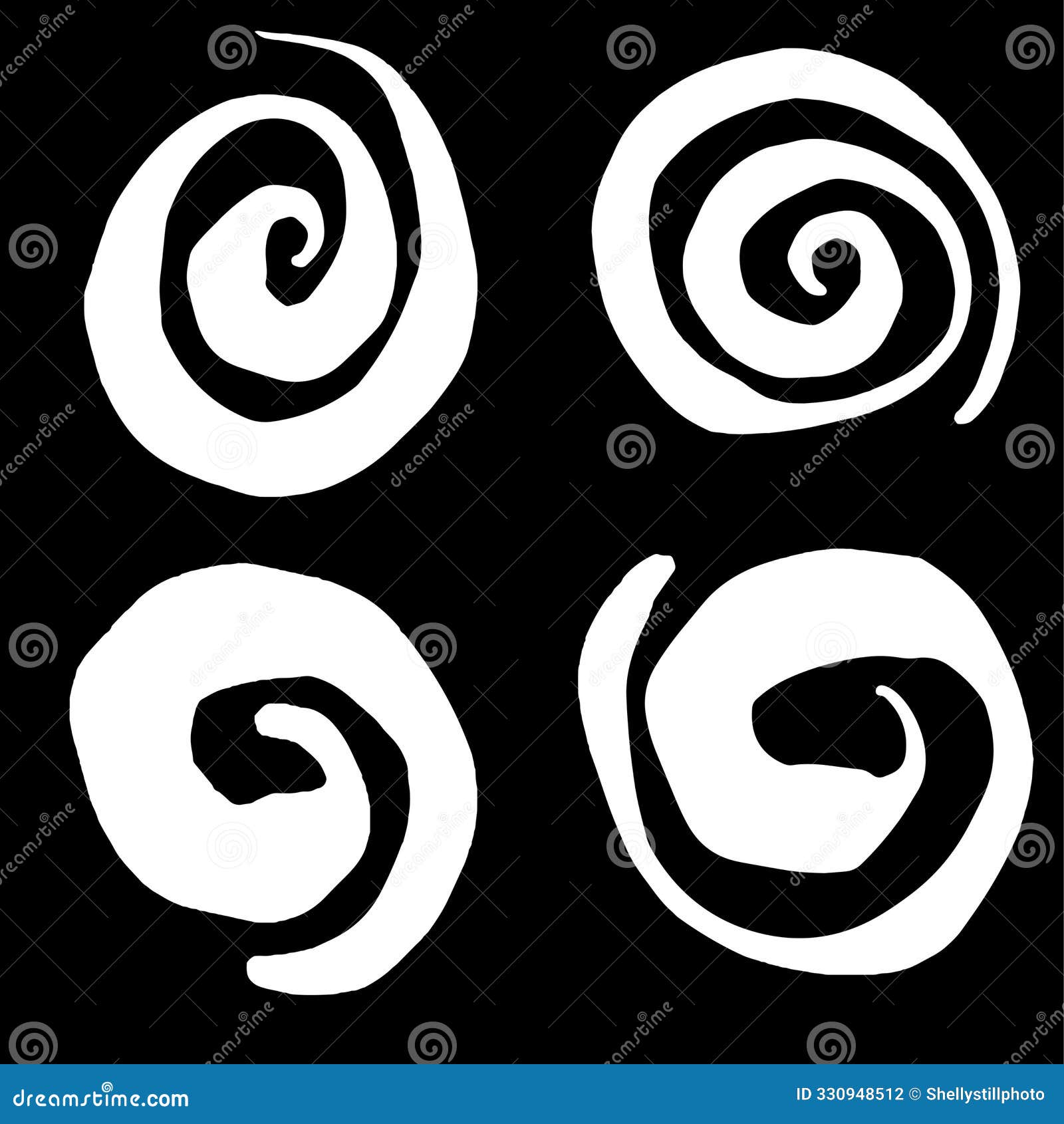 Hand Drawn Black and White Spooky Wavy Swirl Circle Vectors Stock ...