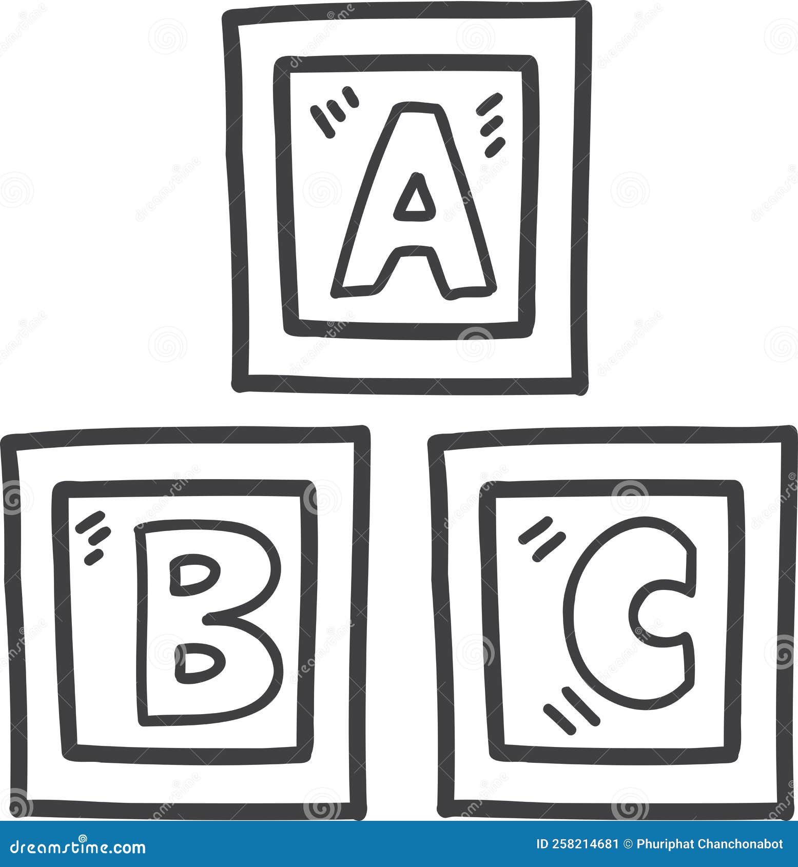 Hand Drawn Block Cube for Kid Illustration Stock Vector - Illustration ...