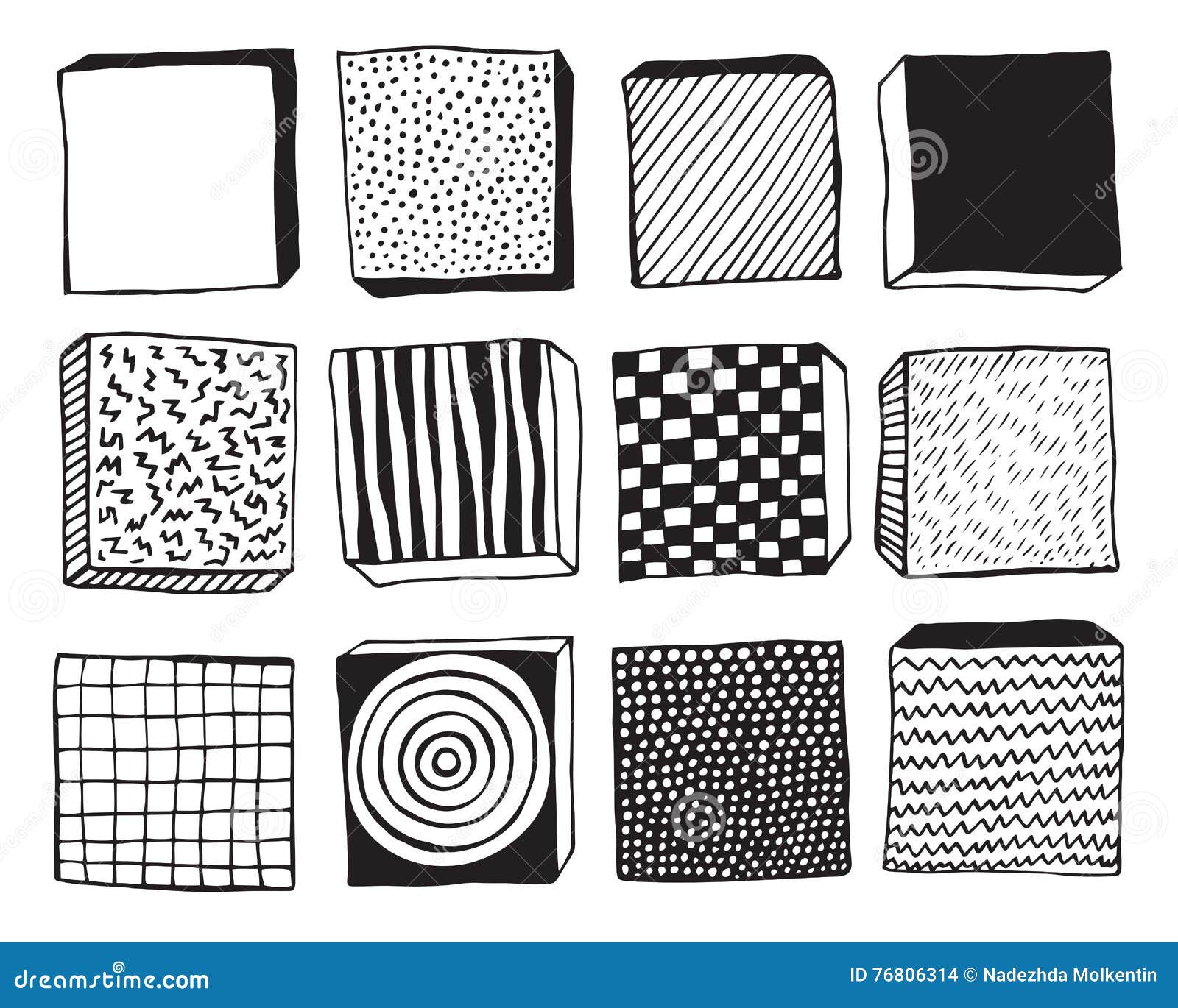 Hand Drawn Blocks with Different Textures. Stock Vector - Illustration ...
