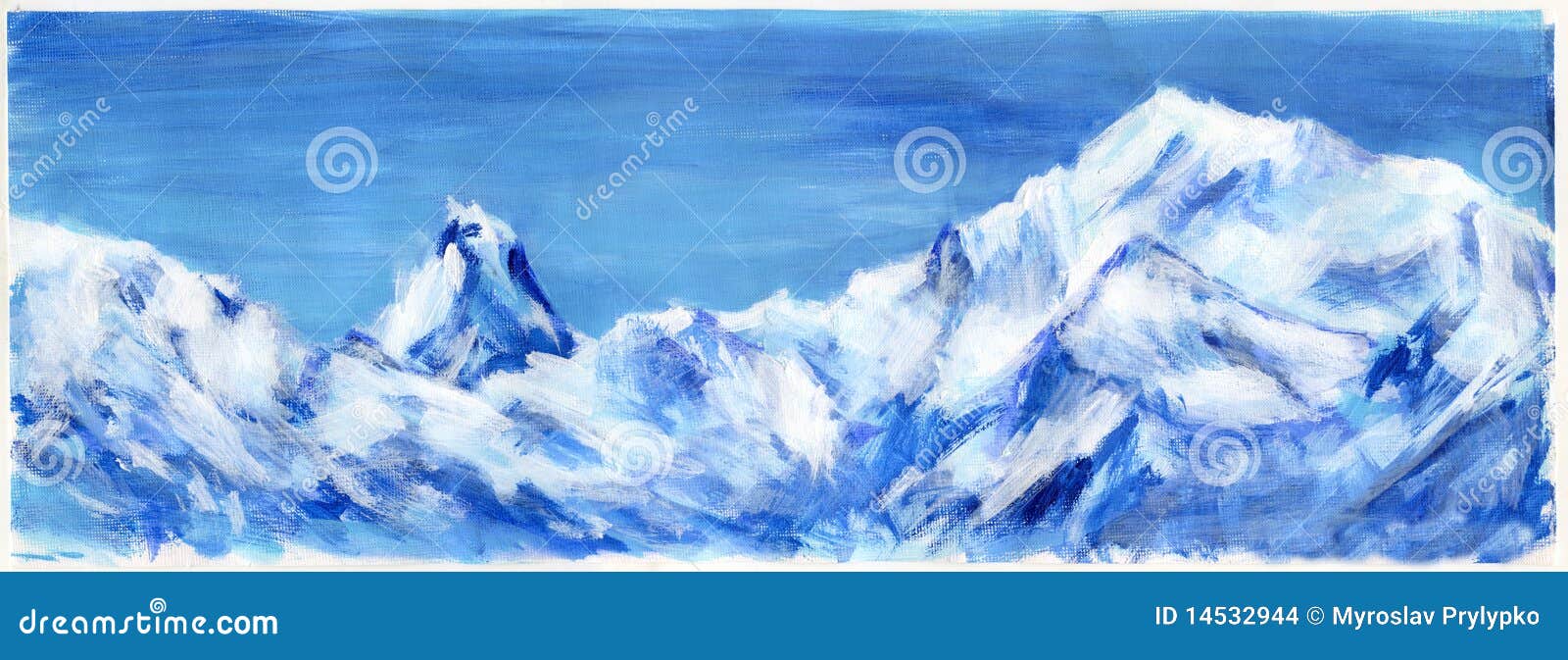 Hand drawn blue Alps stock illustration. Illustration of acril - 14532944