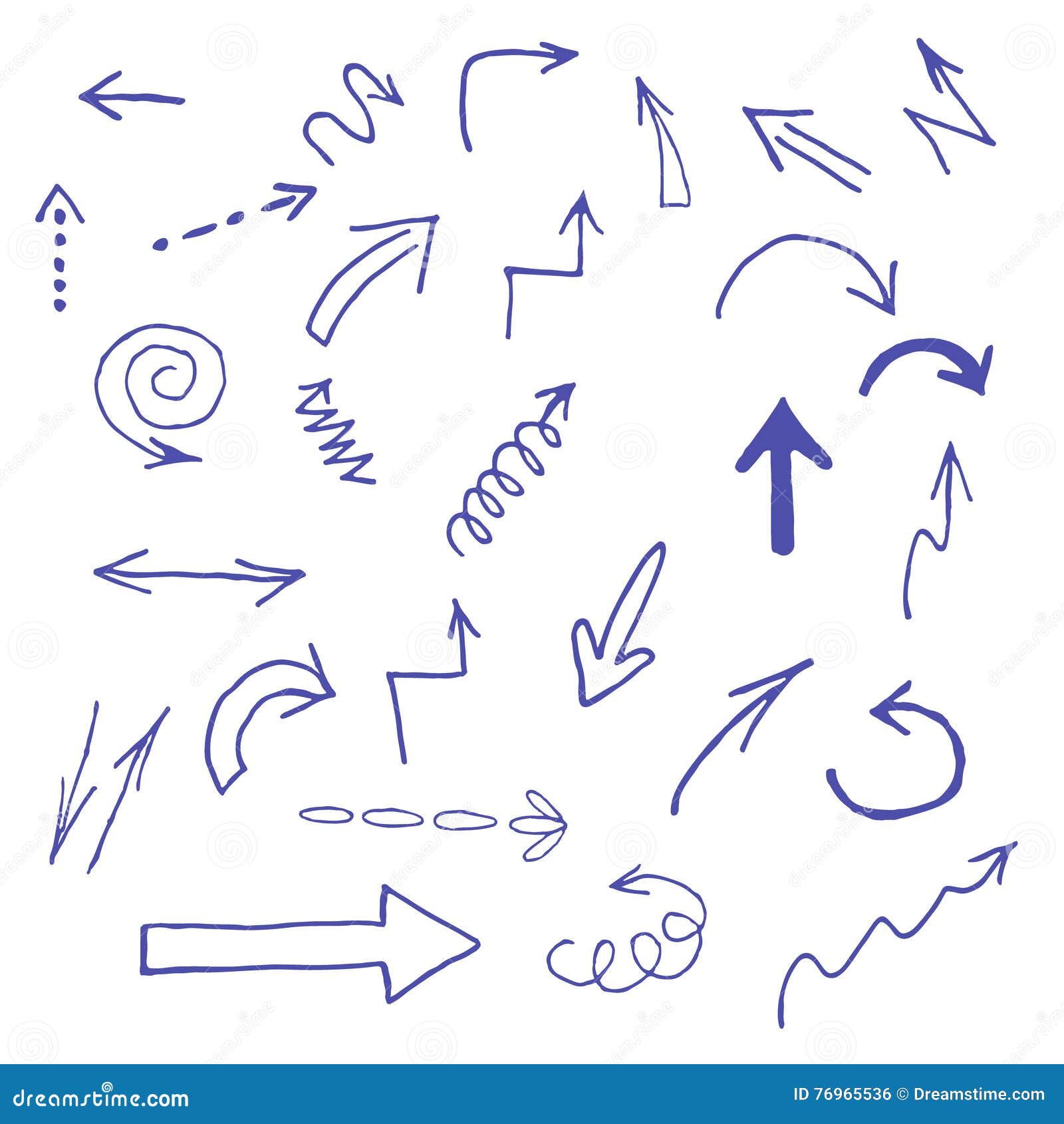 Hand Drawn Blue Arrows Icons Set on White Stock Vector - Illustration ...