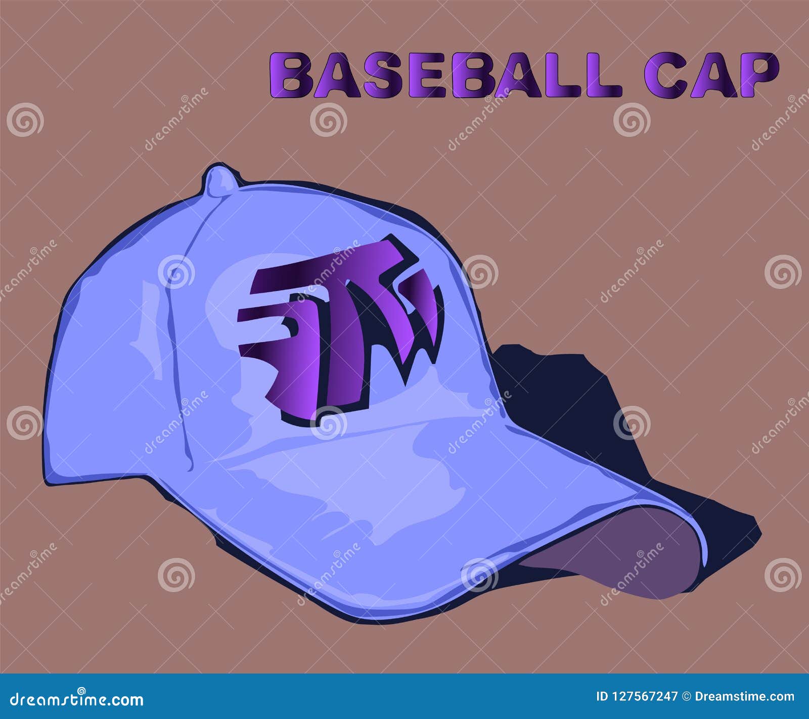 Hand Drawn Blue Baseball Cap with a Design Sign Stock Vector ...