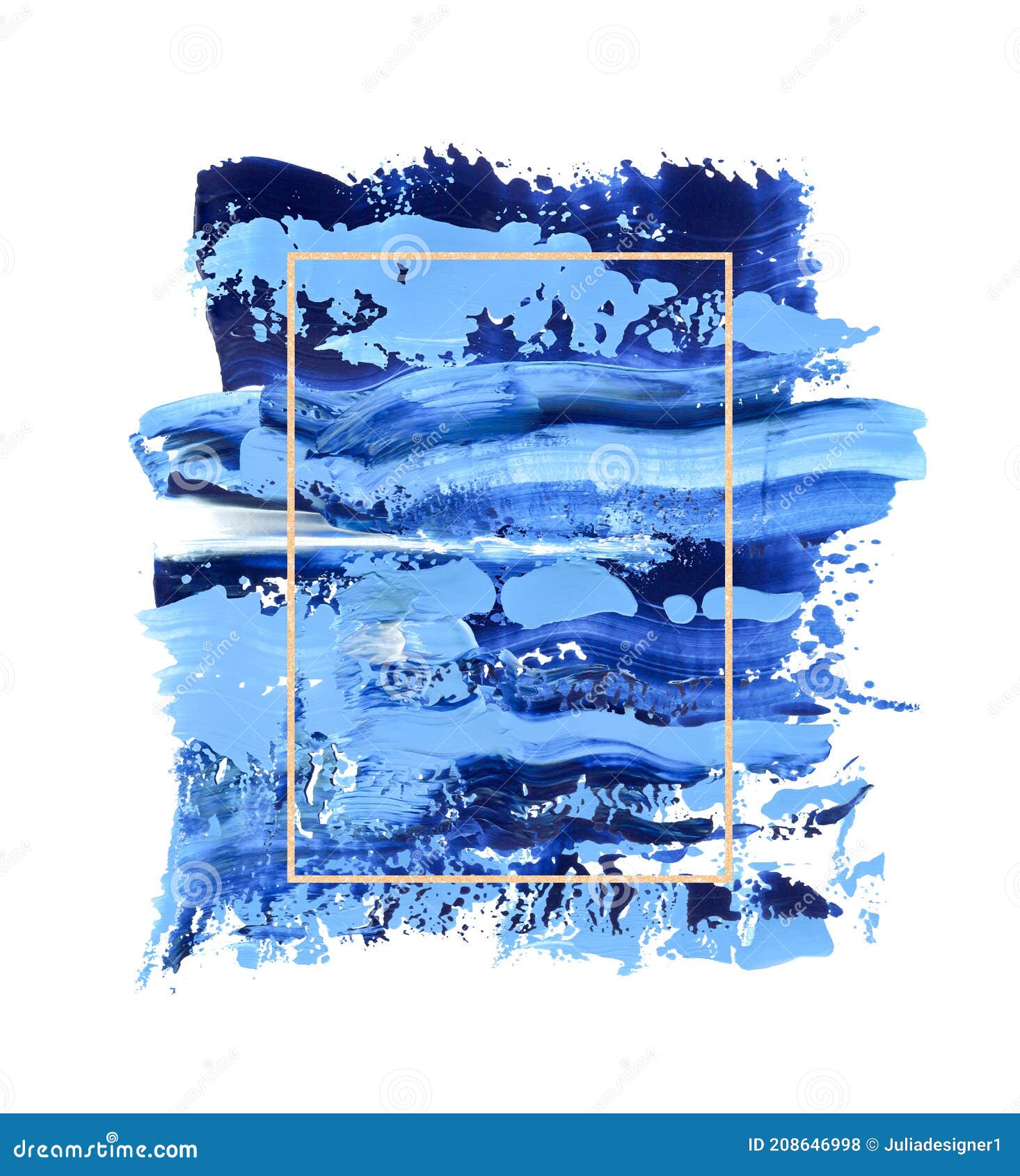 Hand Drawn Blue Brushstroke Swash with Glitter Border Isolated on White ...