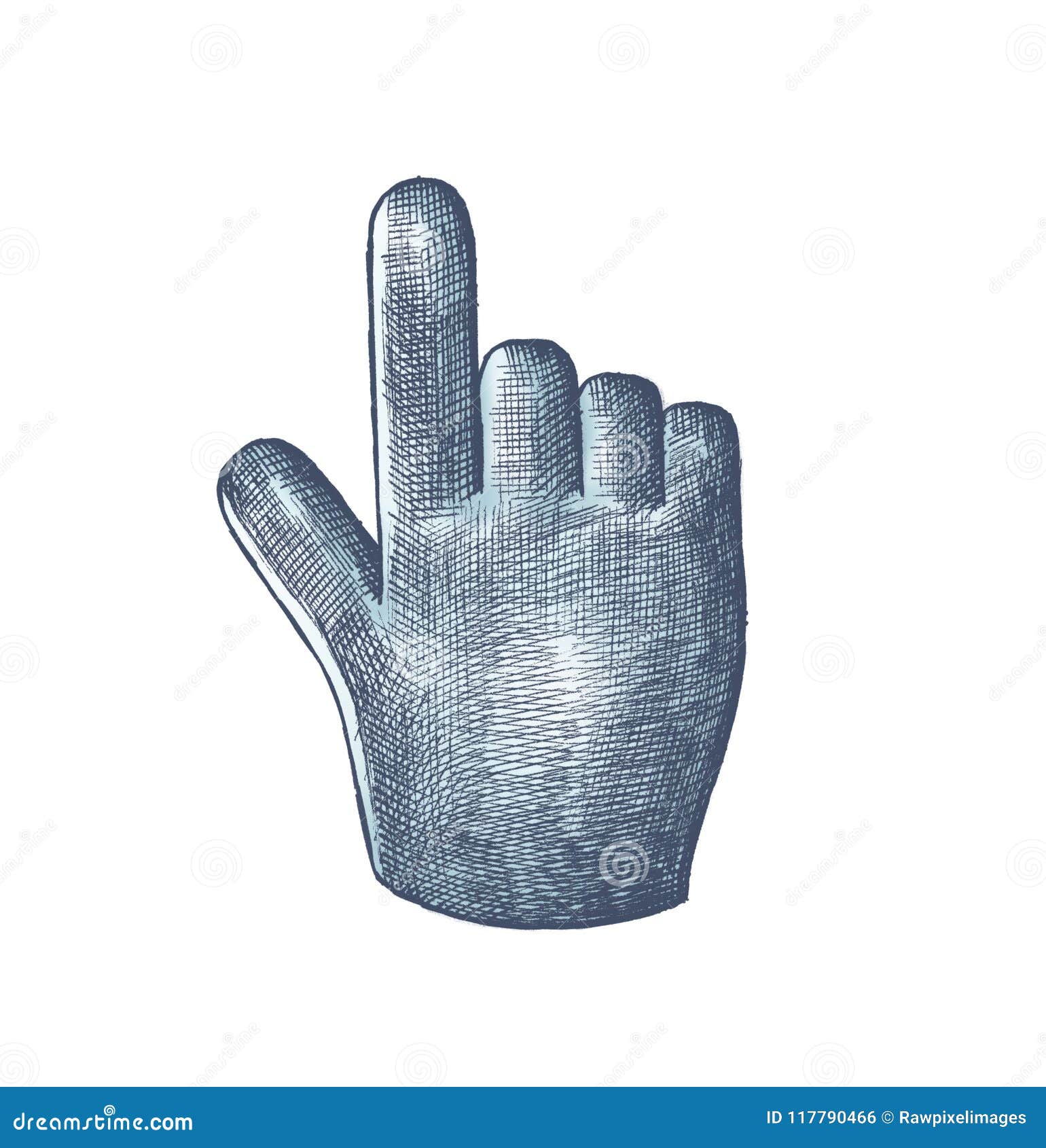 Hand Drawn Blue Hand Cursor Illustration Stock Illustration ...