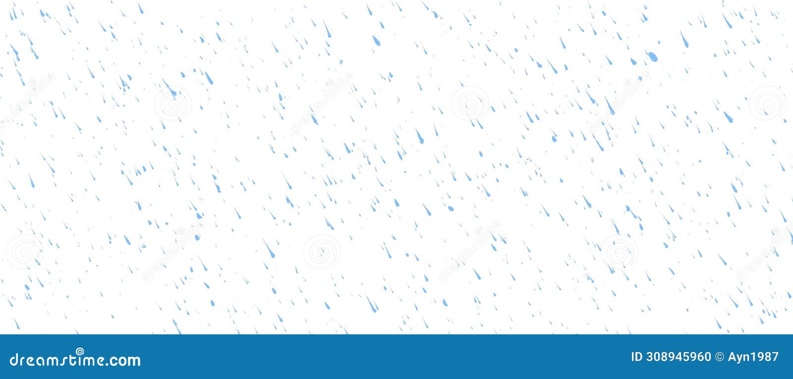 Hand-drawn Blue Diagonal Raindrop on White Background. Seamless Texture ...