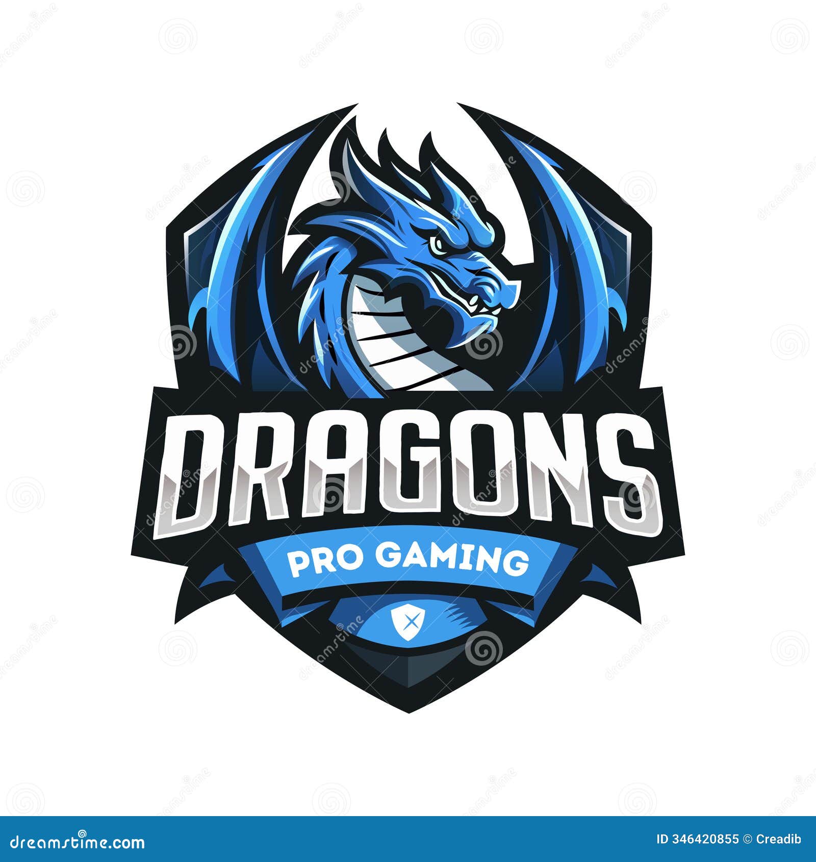 Hand Drawn Blue Dragon Logo Design Stock Vector - Illustration of ...