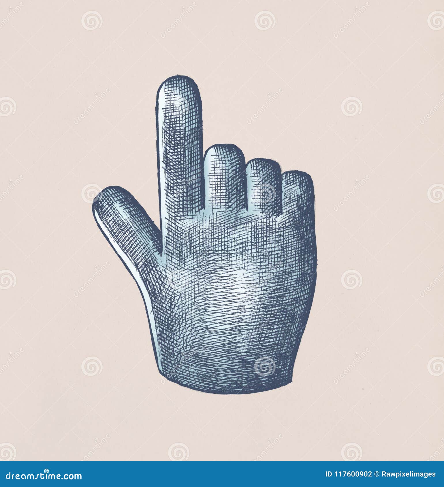 Hand Drawn Blue Hand Cursor Illustration Stock Illustration ...