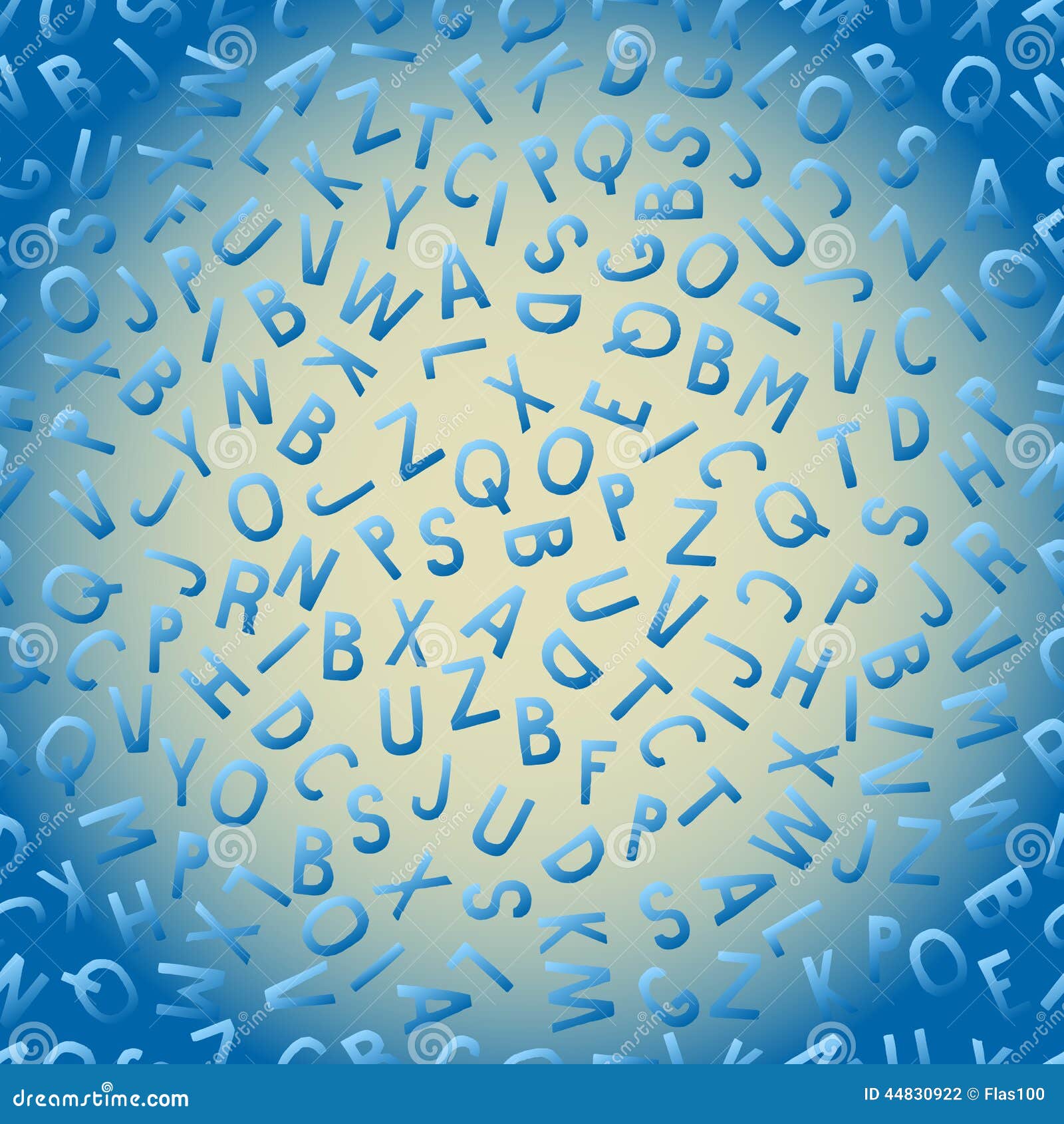 Hand Drawn Blue Letters Seamless Pattern. Stock Vector - Illustration ...