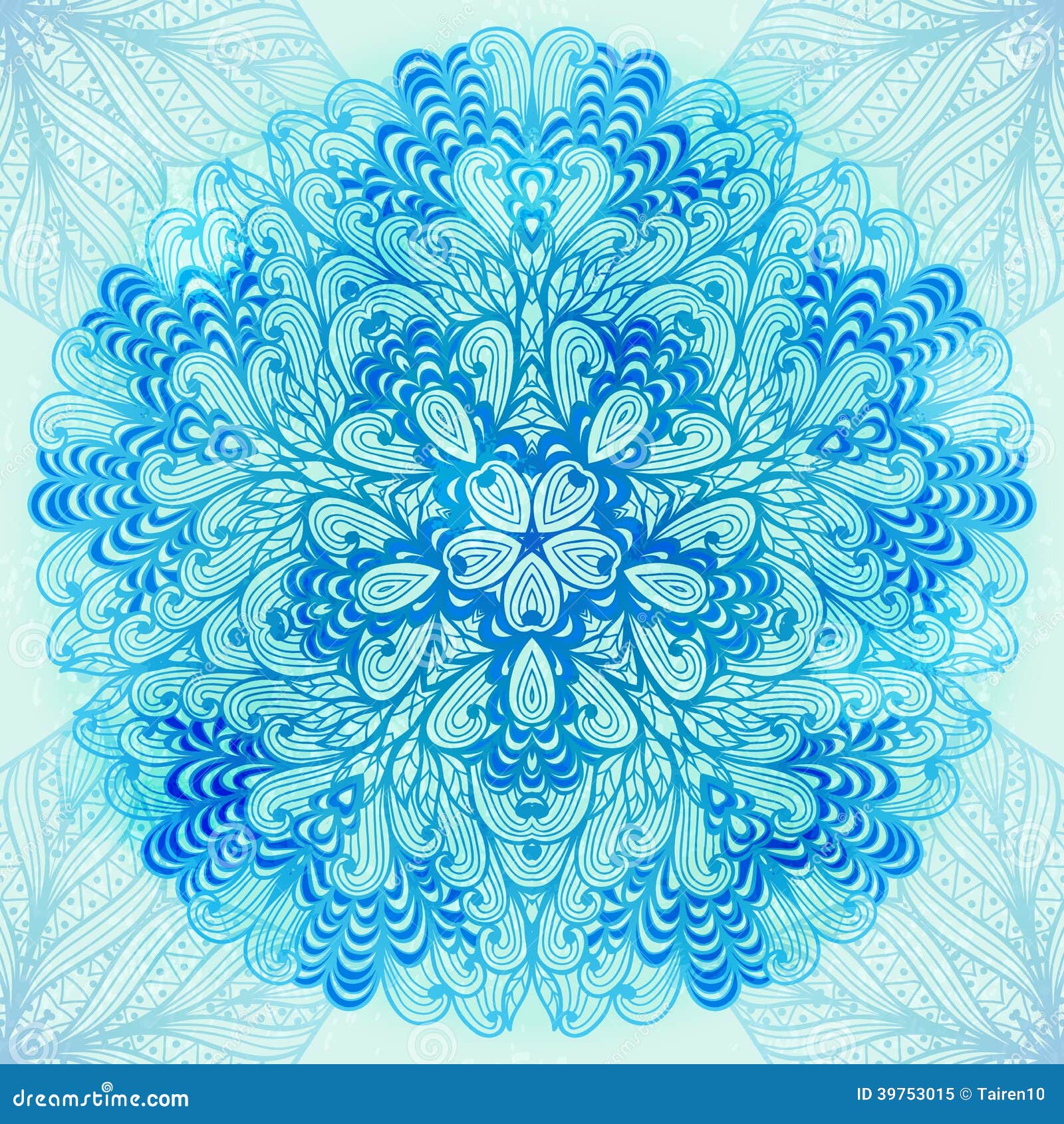 Hand drawn blue ornament stock vector. Illustration of ornament - 39753015