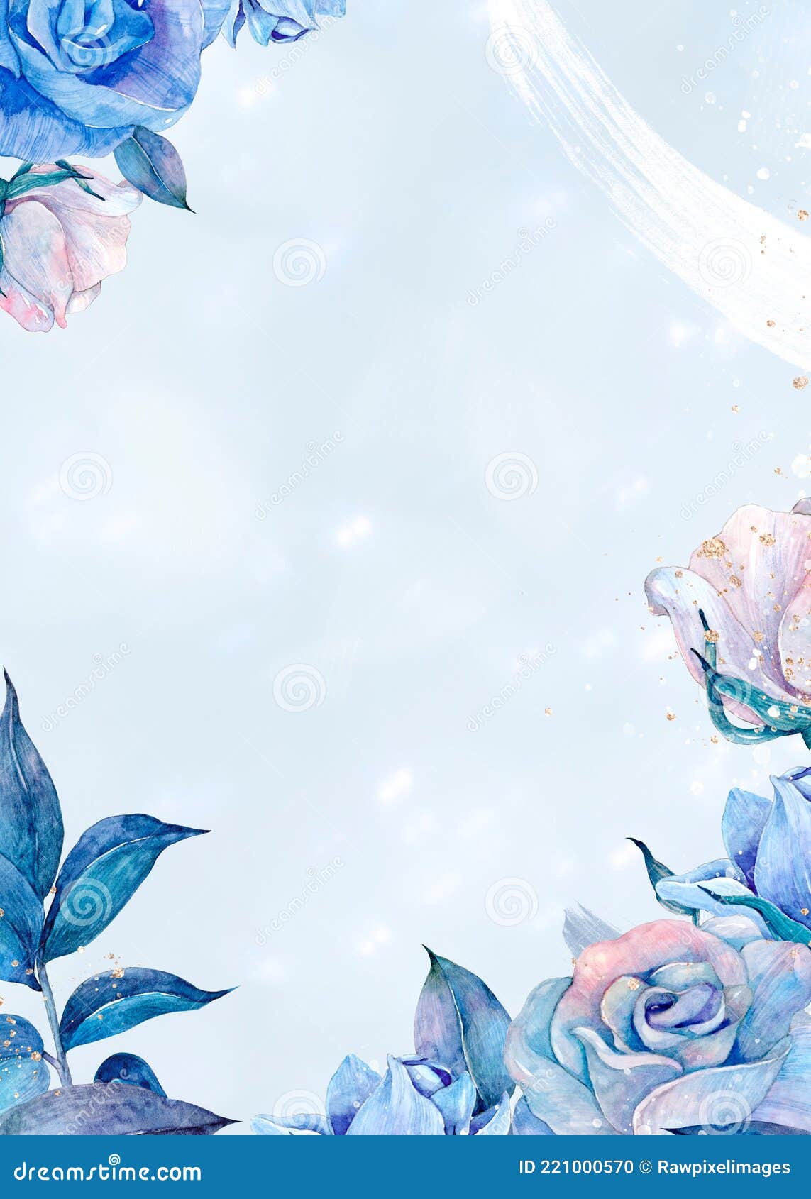 Hand Drawn Blue Rose Frame Illustration Stock Illustration ...