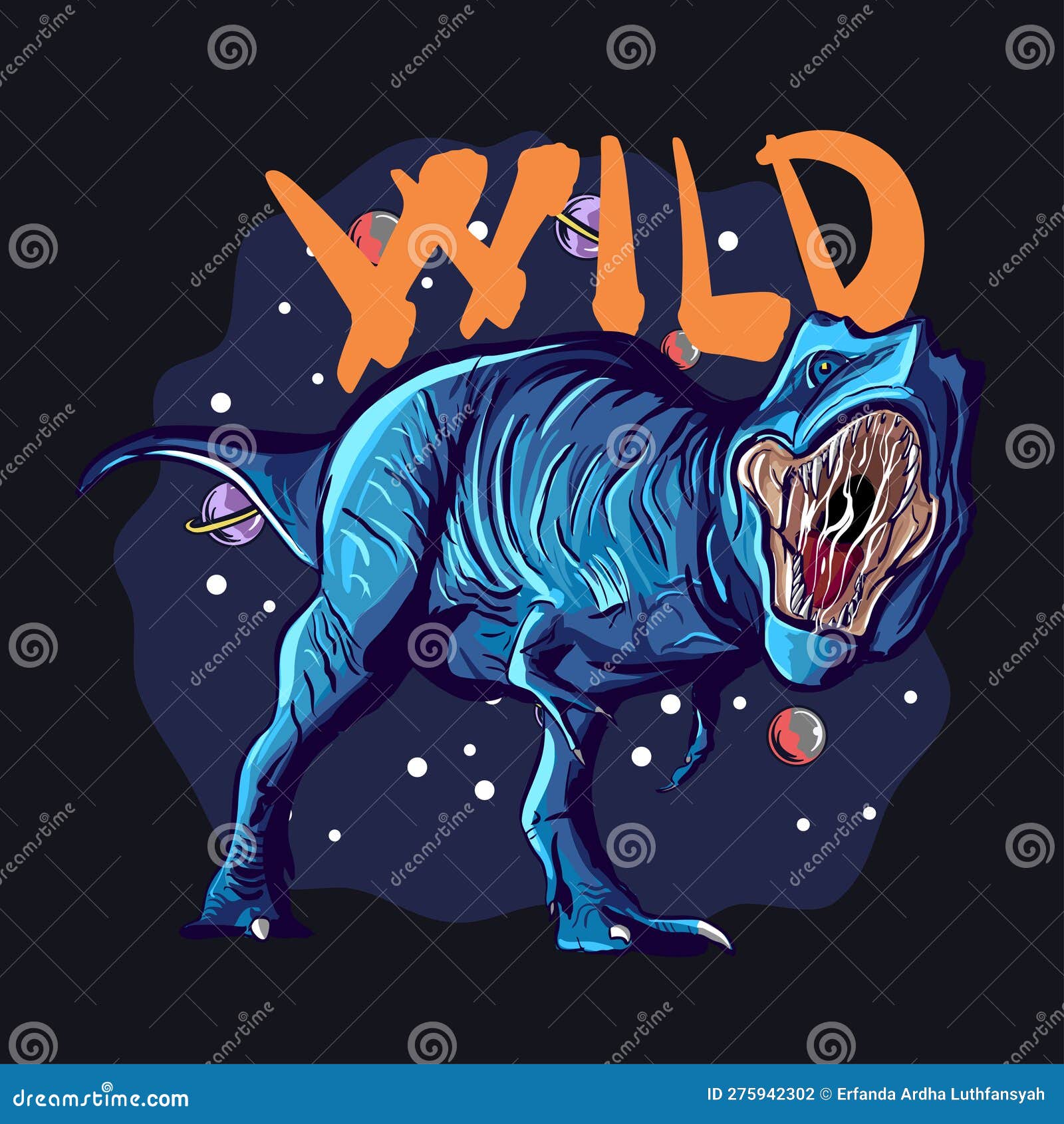 Hand-Drawn Blue T-Rex Vector Illustration Stock Illustration ...