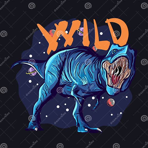 Hand-Drawn Blue T-Rex Vector Illustration Stock Illustration ...