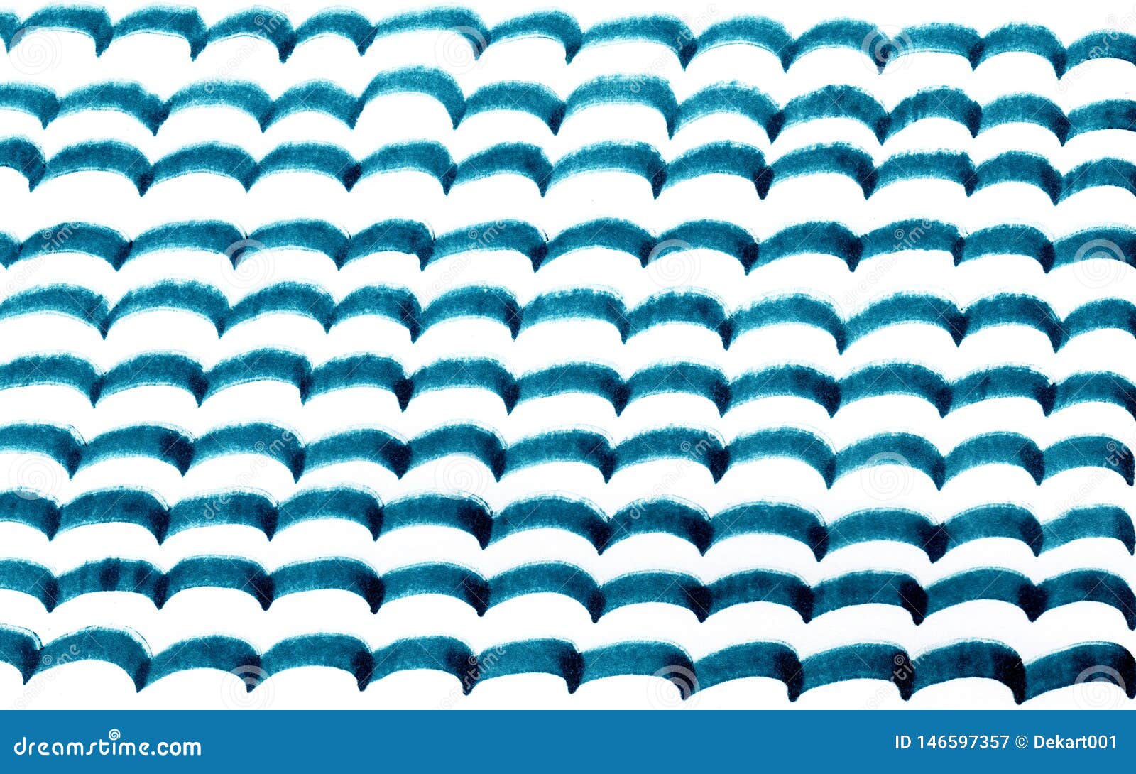 Hand Drawn Blue Waves on White Background. Stock Image - Image of ...