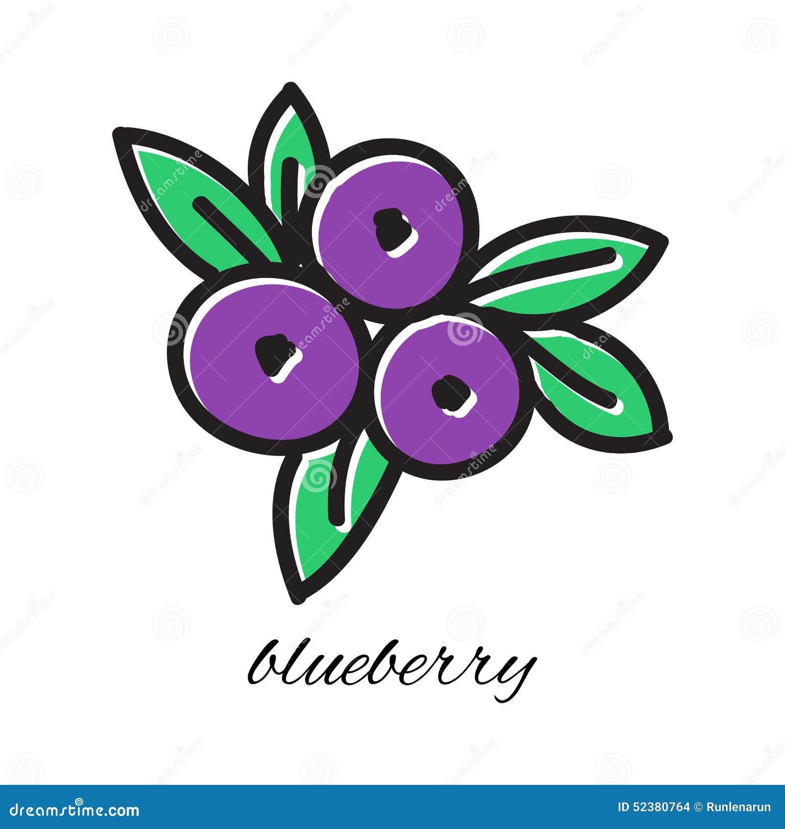 Hand Drawn Blueberry in Doodle Style. Vector Stock Vector ...