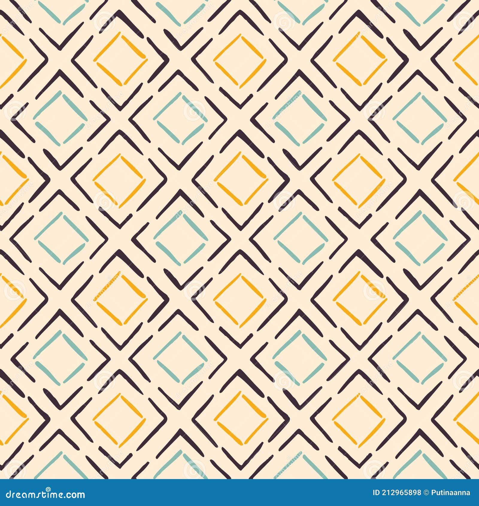Hand-Drawn Boho Diamonds Vector Seamless Pattern Stock Vector ...