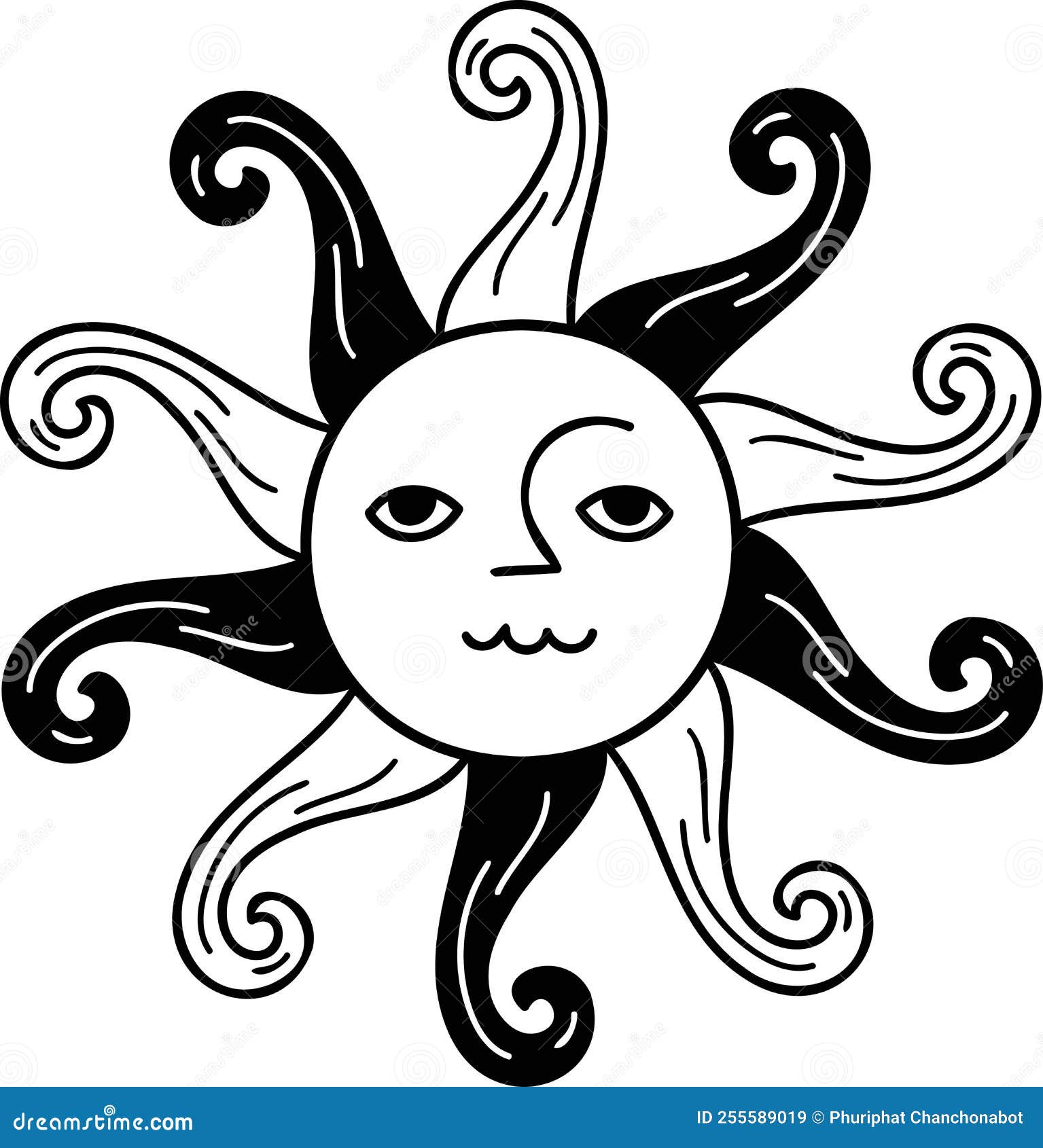 Hand Drawn Boho Style Sun Illustration Stock Vector - Illustration of ...
