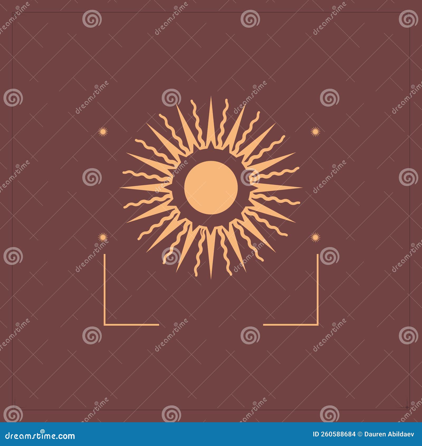 Hand Drawn Boho Sun Logo Design Vector Illustration. Stock Vector ...