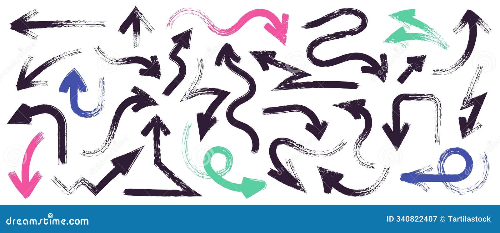 Hand Drawn Bold Arrows. Doodle Curve Line Pointers, Rough Motion ... Hand Drawn Bold Arrows. Doodle Curve Line Pointers, Rough Motion ...