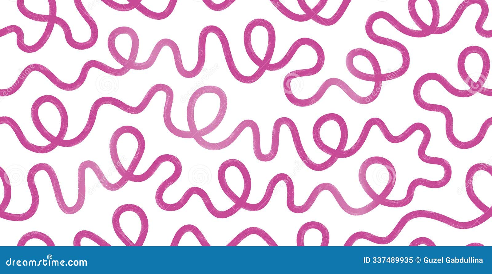 Hand Drawn Bold Curved Pink Squiggle Lines, Loops Seamless Pattern ...