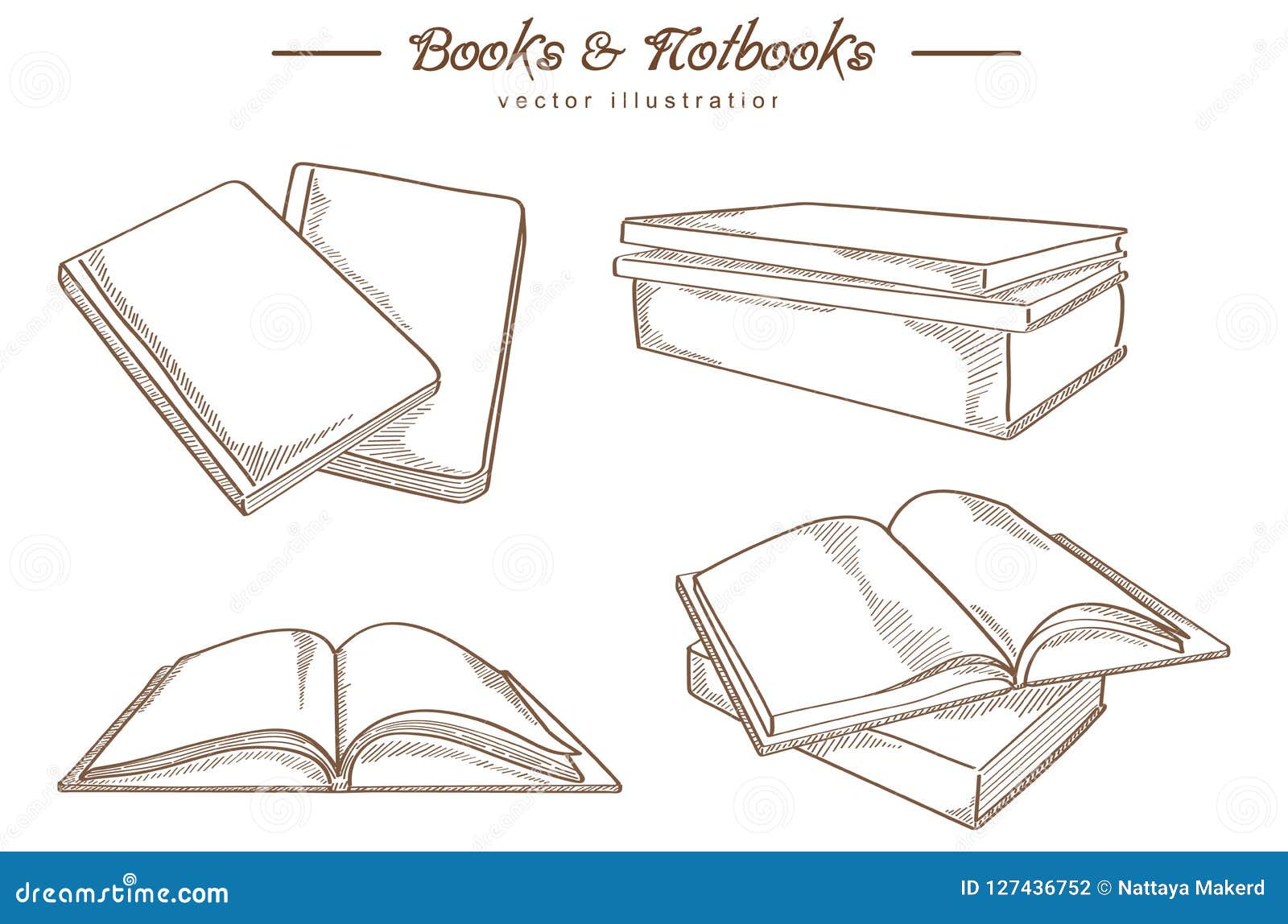 Hand Drawn Book and Notebook - Vintage Style Stock Vector ...