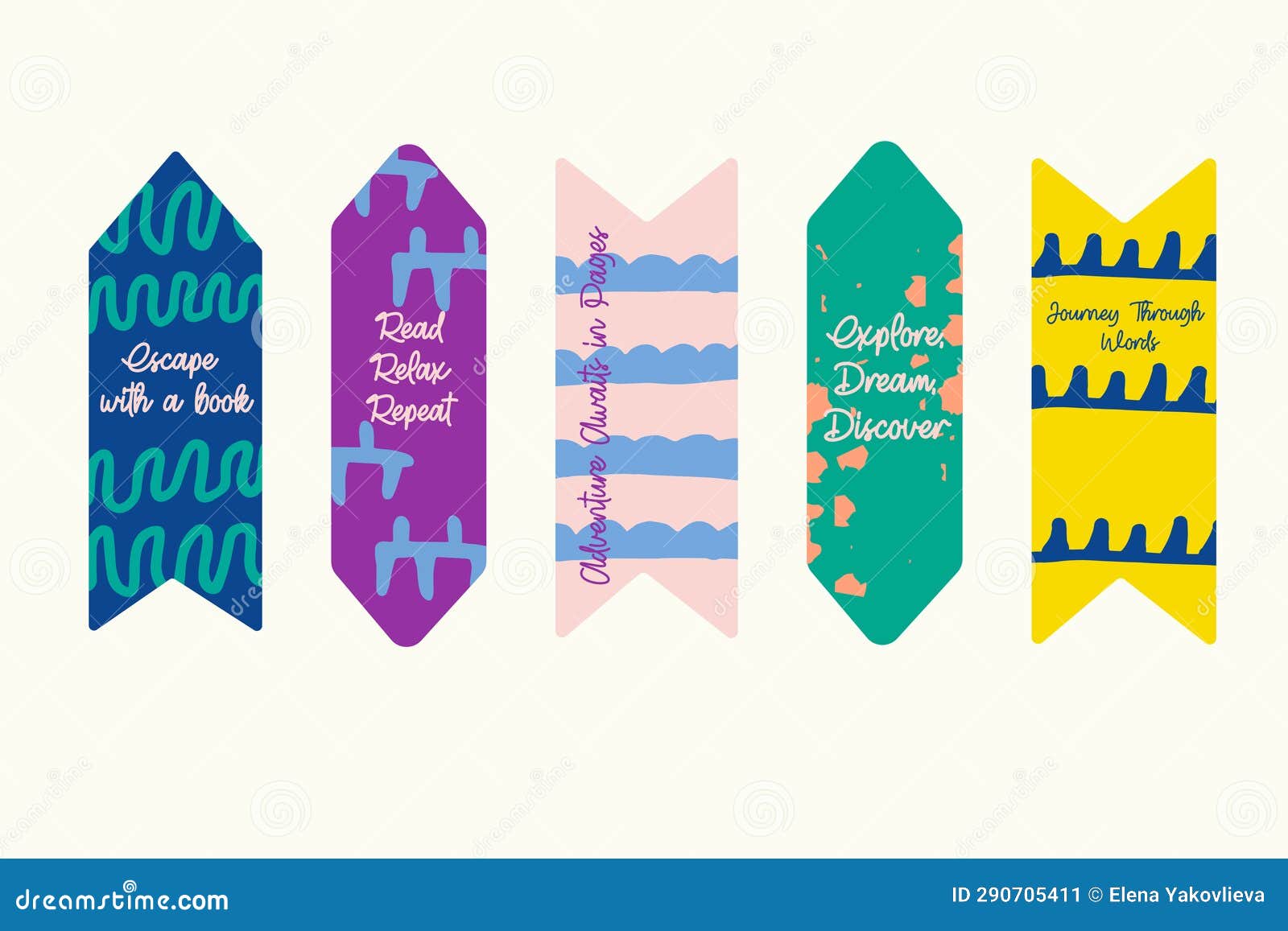 Hand Drawn Bookmarks, Stickers with an Inscription Stock Illustration ...