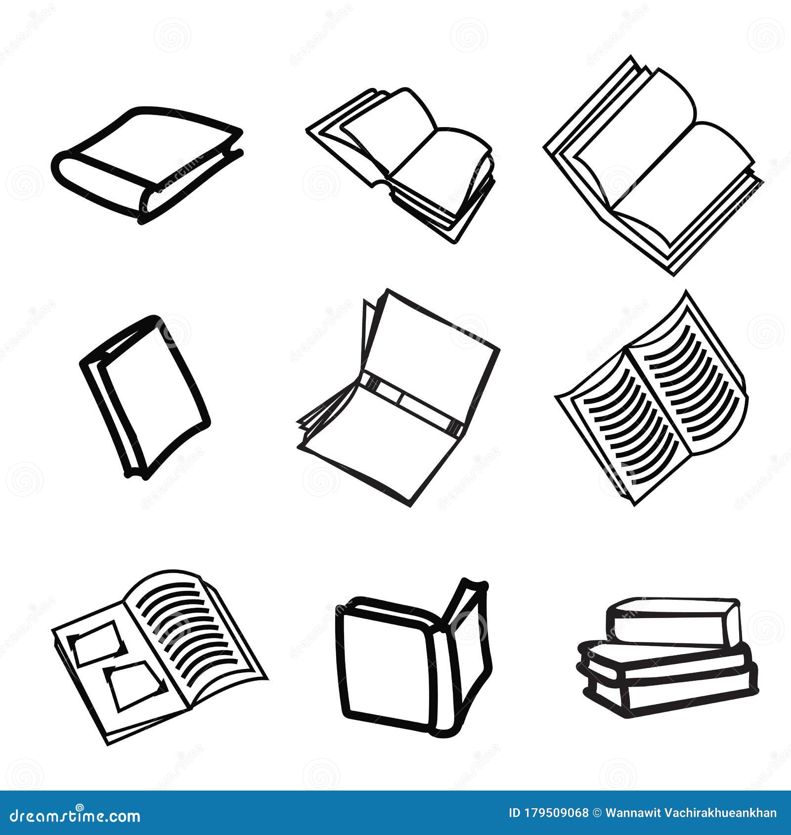 Hand drawn books icon set stock vector. Illustration of knowledge ...