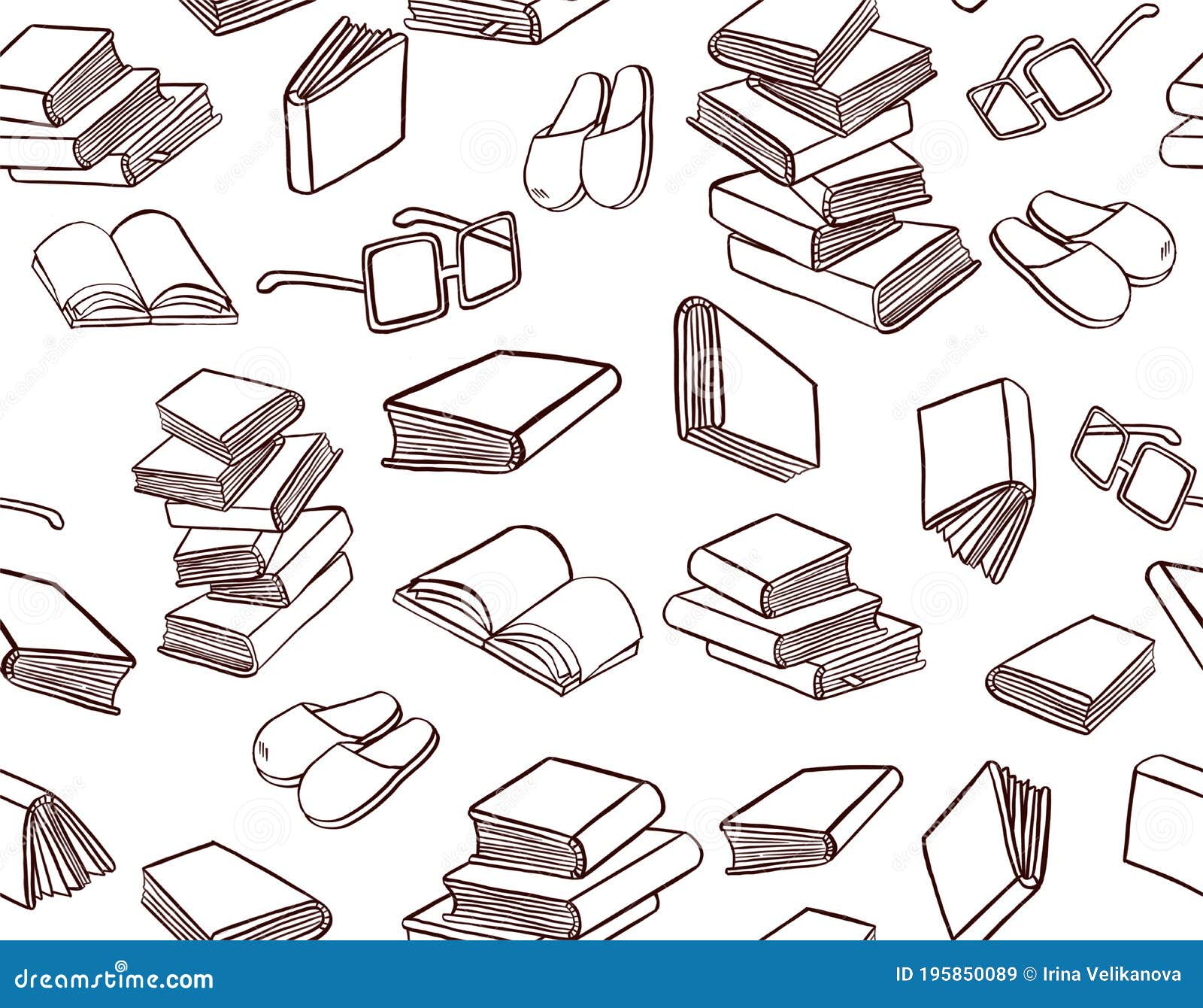Hand drawn books pattern stock vector. Illustration of library - 195850089