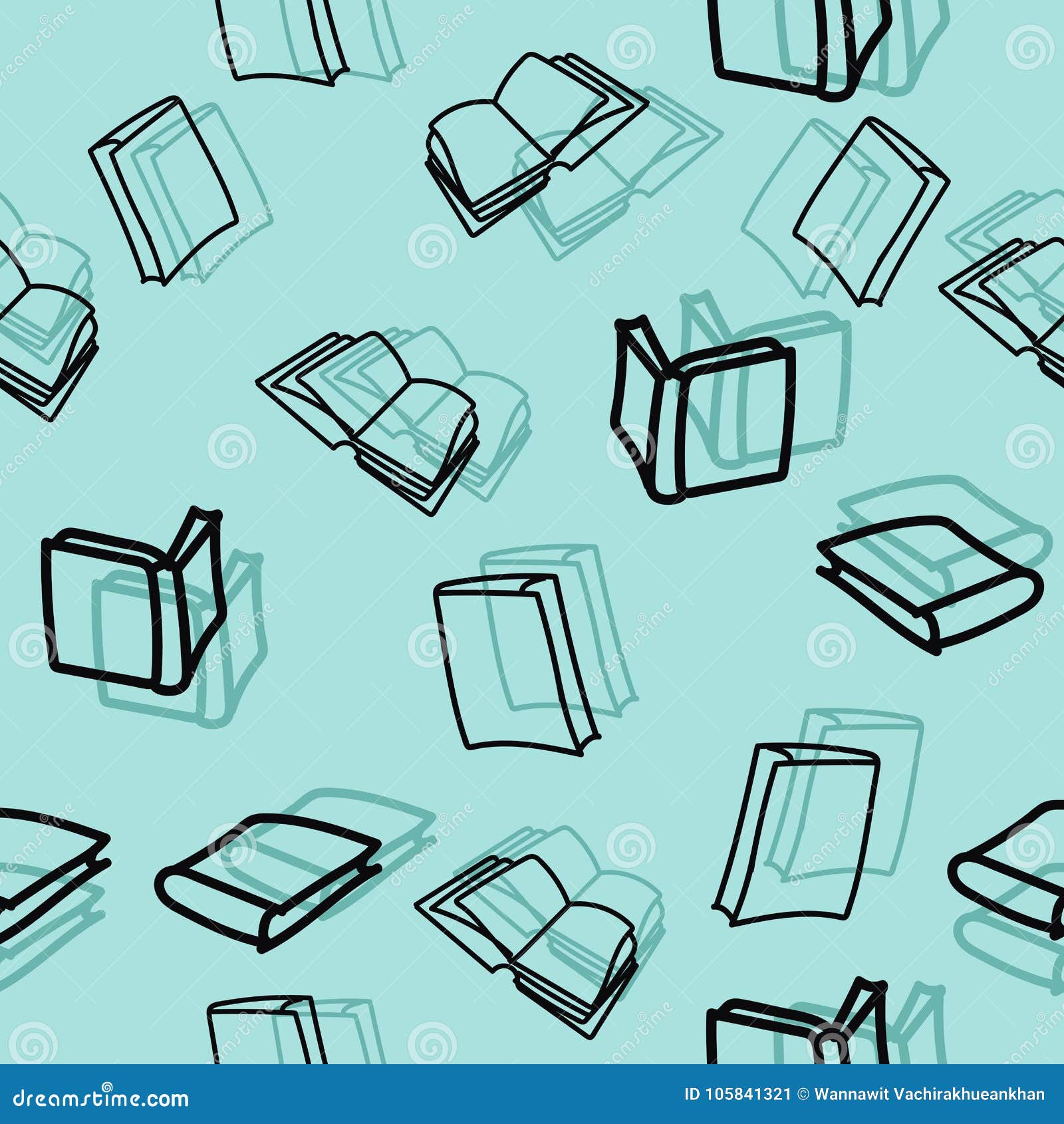 Hand drawn books pattern stock vector. Illustration of book - 105841321
