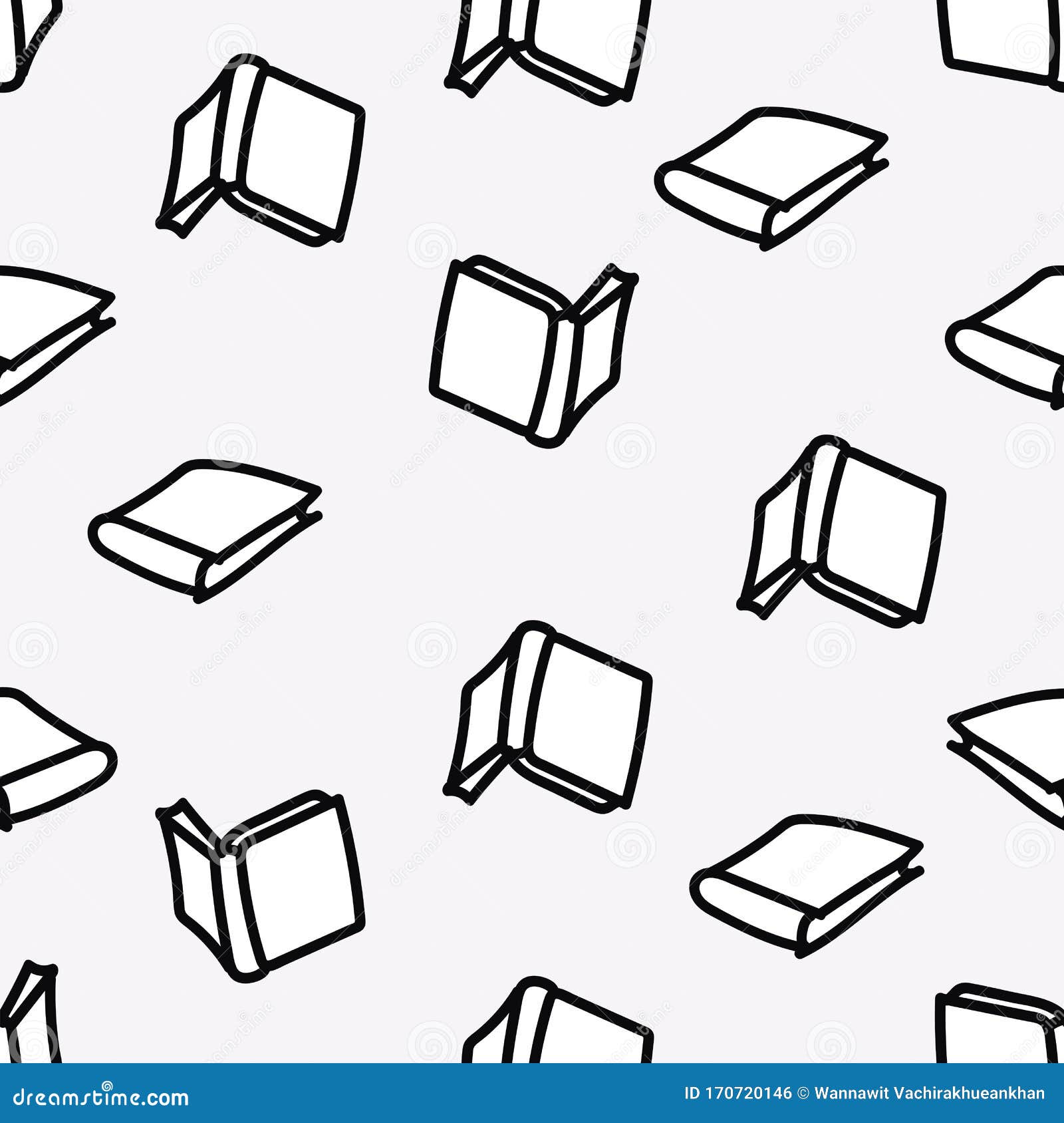 Hand Drawn Books Seamless with Outlined Pattern Stock Vector ...